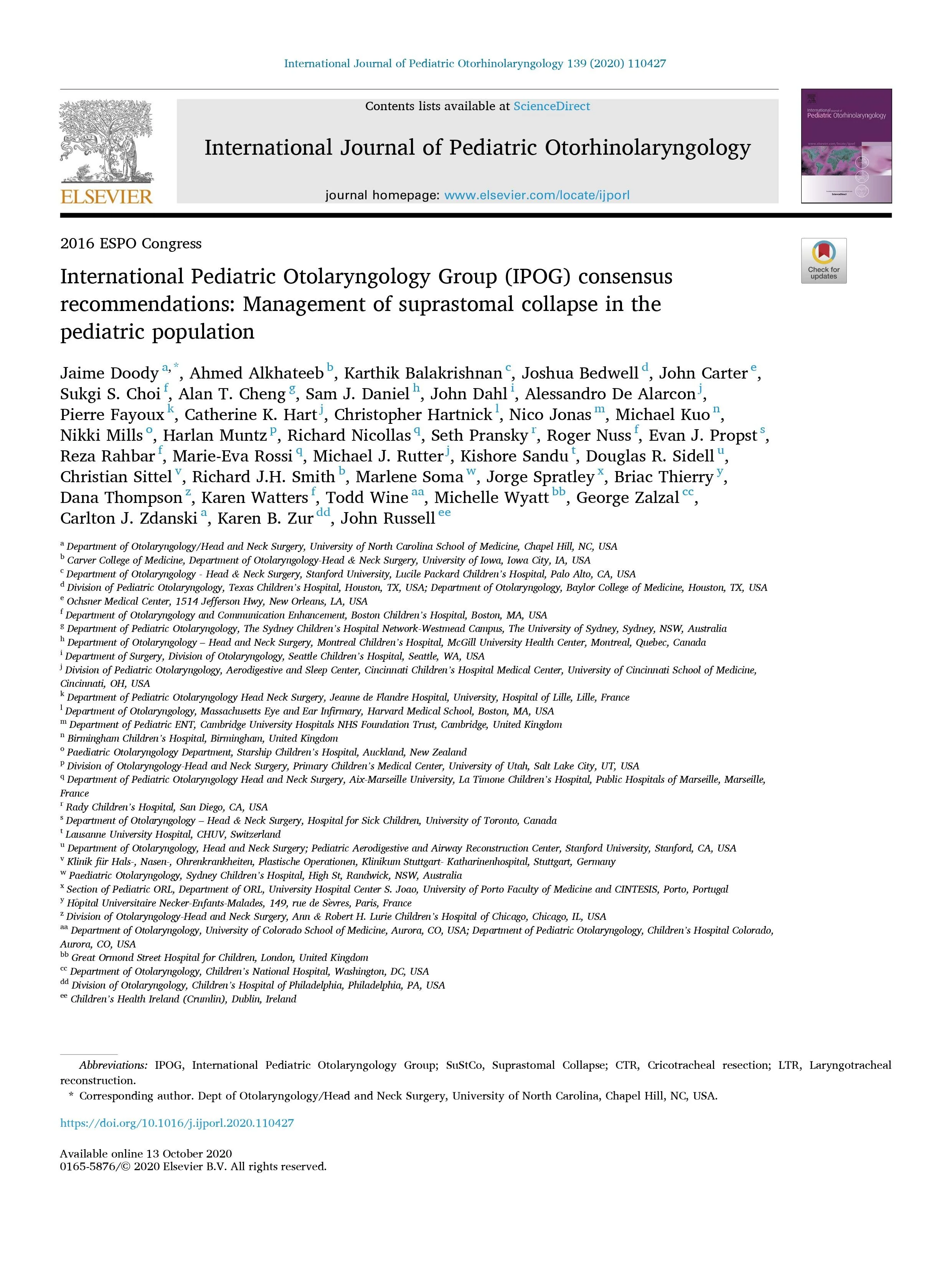 IPOG Articles — International Pediatric Otolaryngology Group