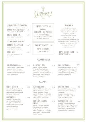 Menu — Greenery Co. 2020