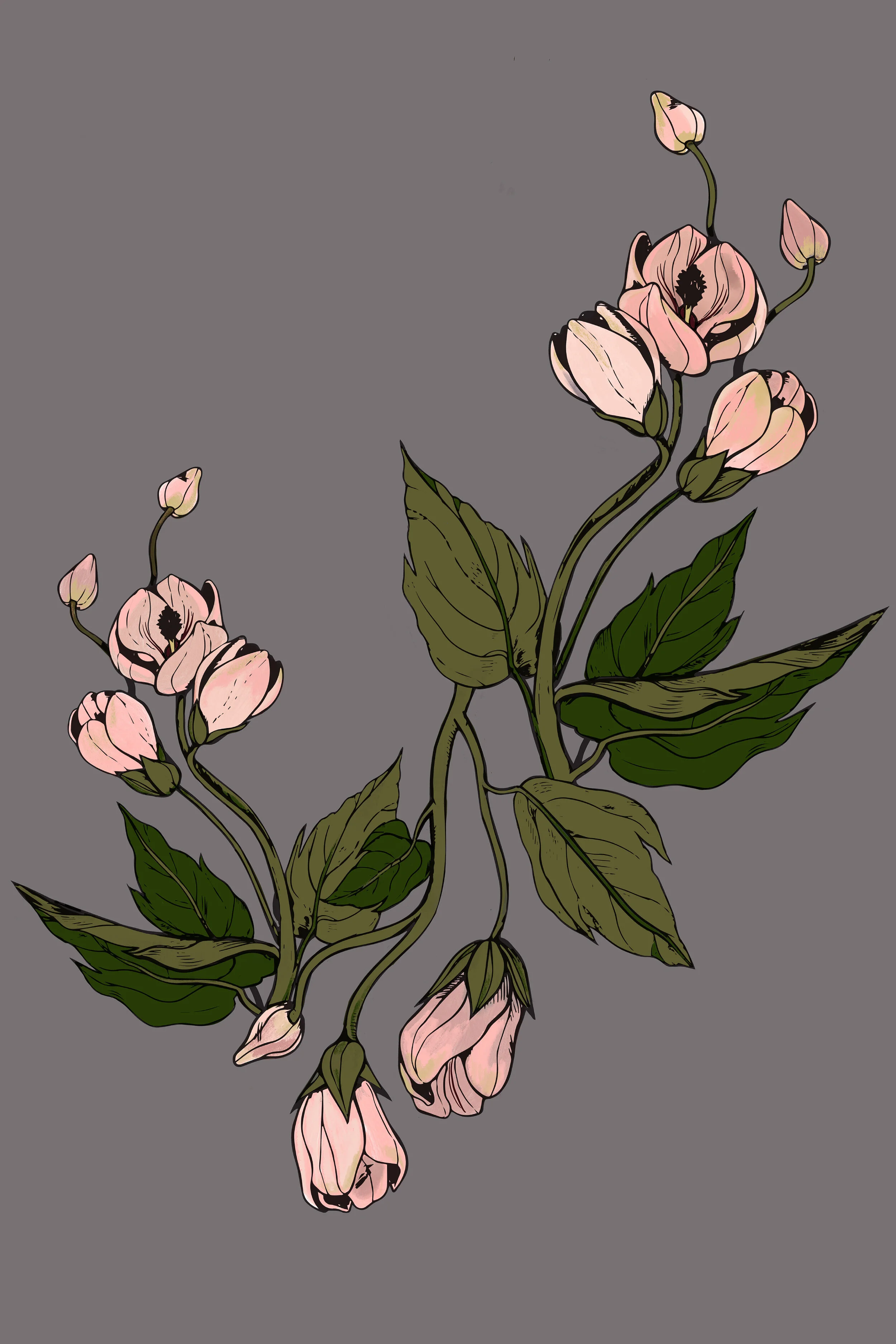 Mallow Wallcovering Dusty Dawn — Kale Tree