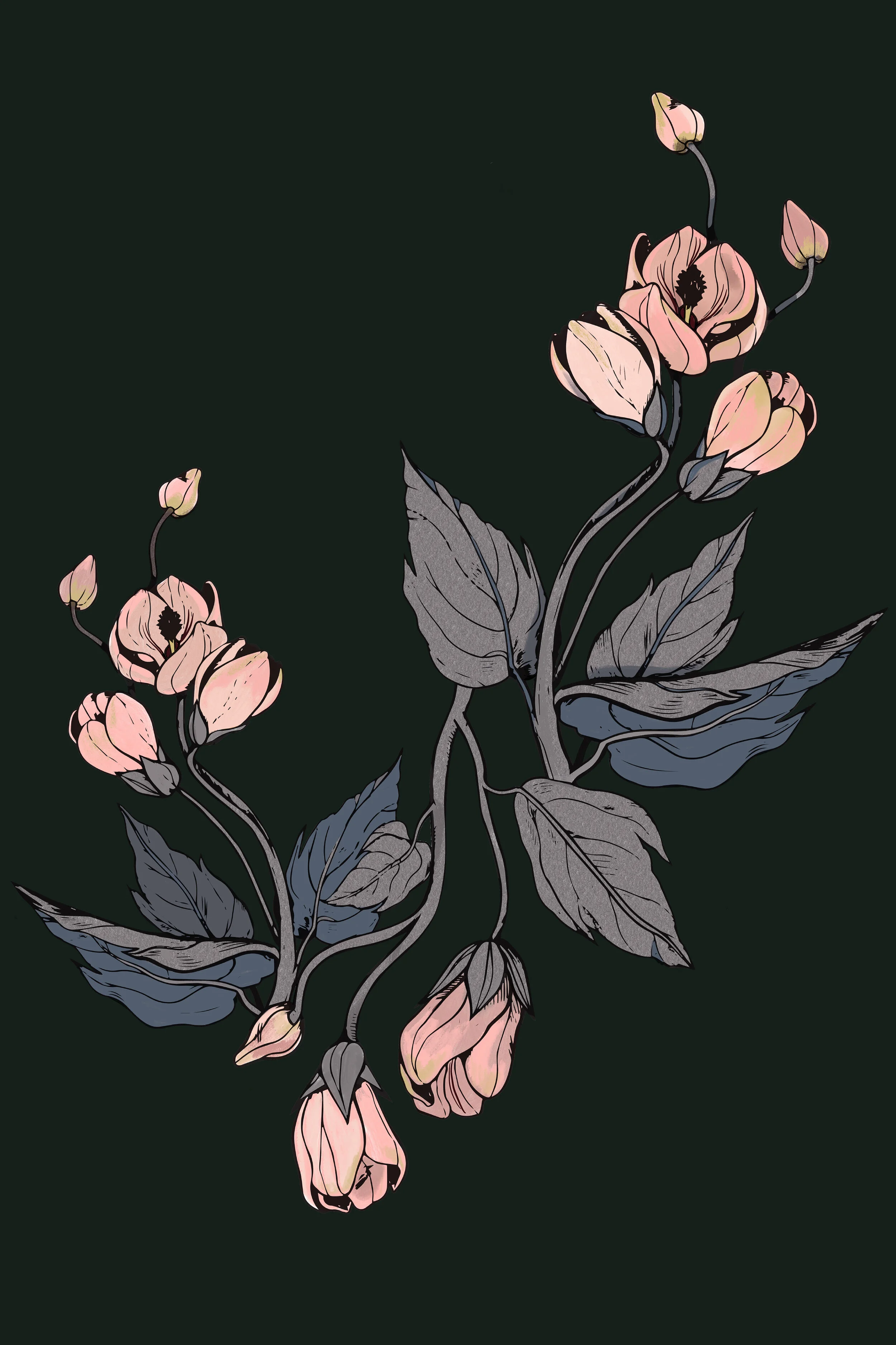 Mallow Wallcovering Dusty Dawn — Kale Tree