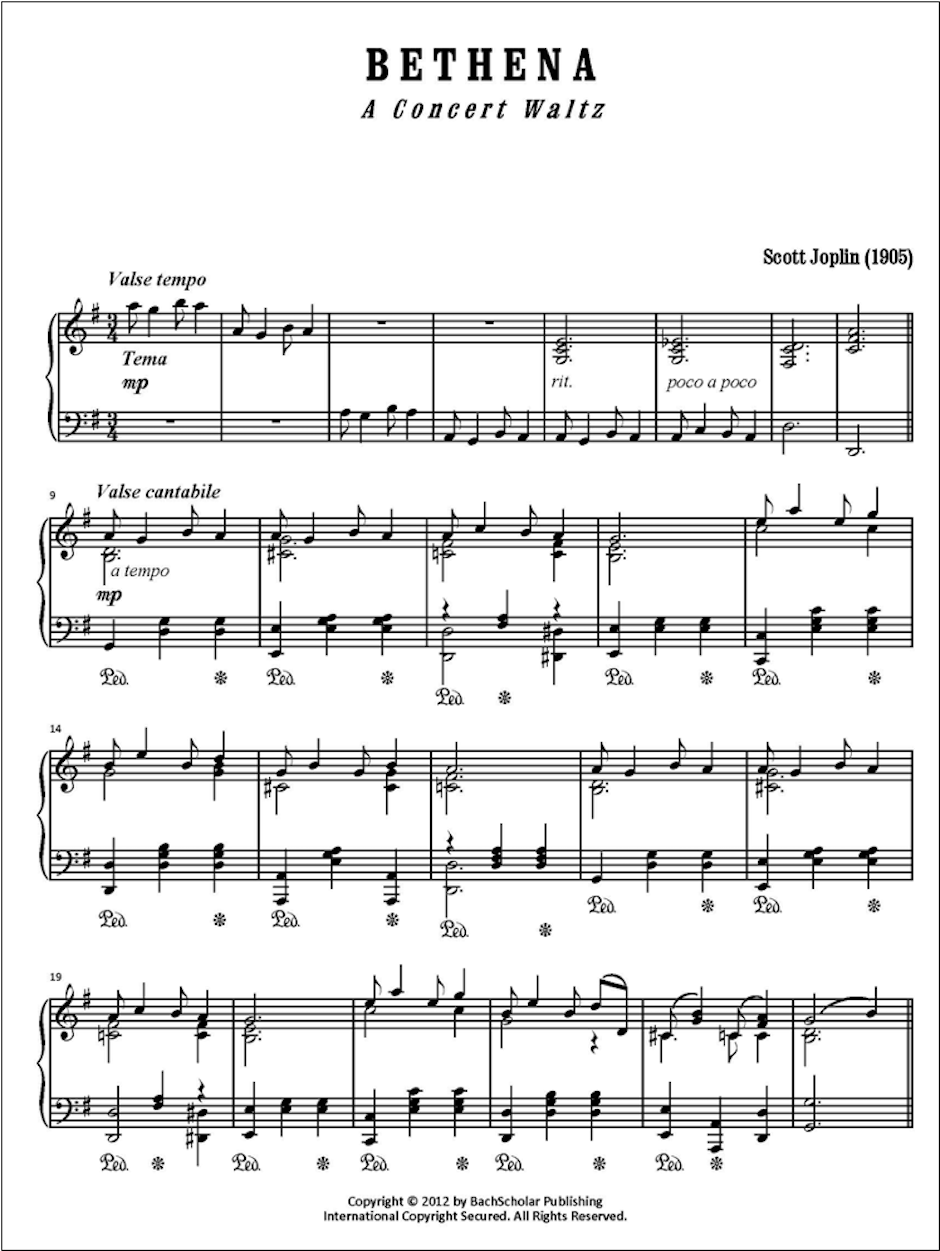 Bethena (Concert Waltz) (1905) — BachScholar®