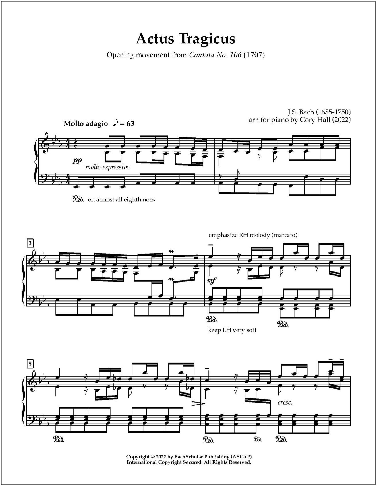 J.S. BACH: Opening Movement from "Actus tragicus" (BWV 106) (arr. Hall ...