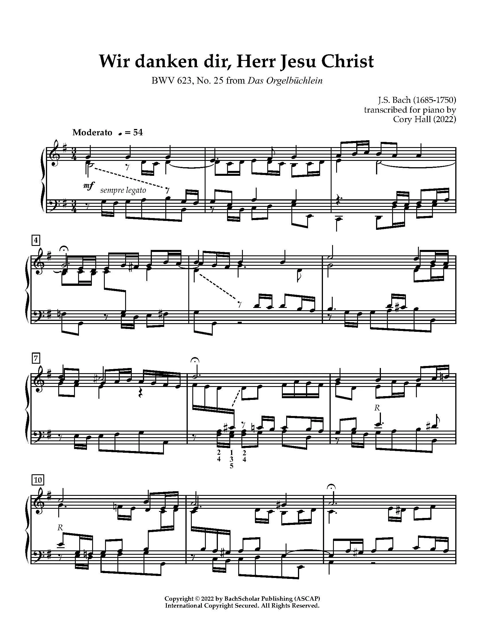 J.S. BACH: "Wir danken dir, Herr Jesu Christ" (BWV 623) from "Orgelbüchlein" — BachScholar®