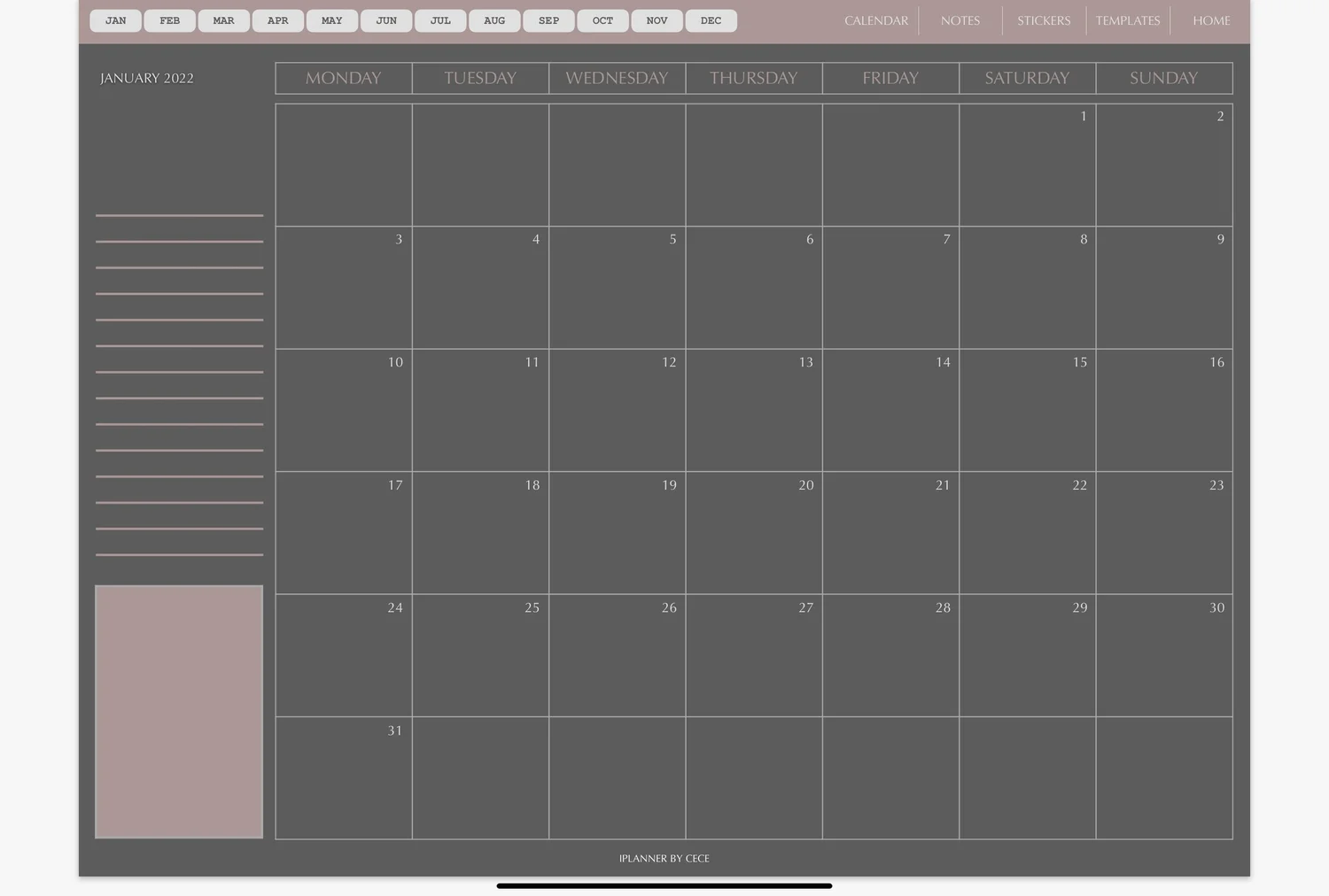 2022 Digital Planner (Dark Pages) — iPlanner by Cece