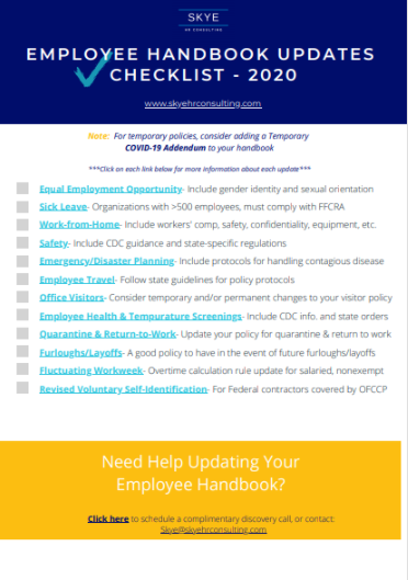 A Checklist for Updating Your Employee Handbook in 2020 (so far) — Skye ... A Checklist for Updating Your Employee Handbook in 2020 (so far) — Skye ...