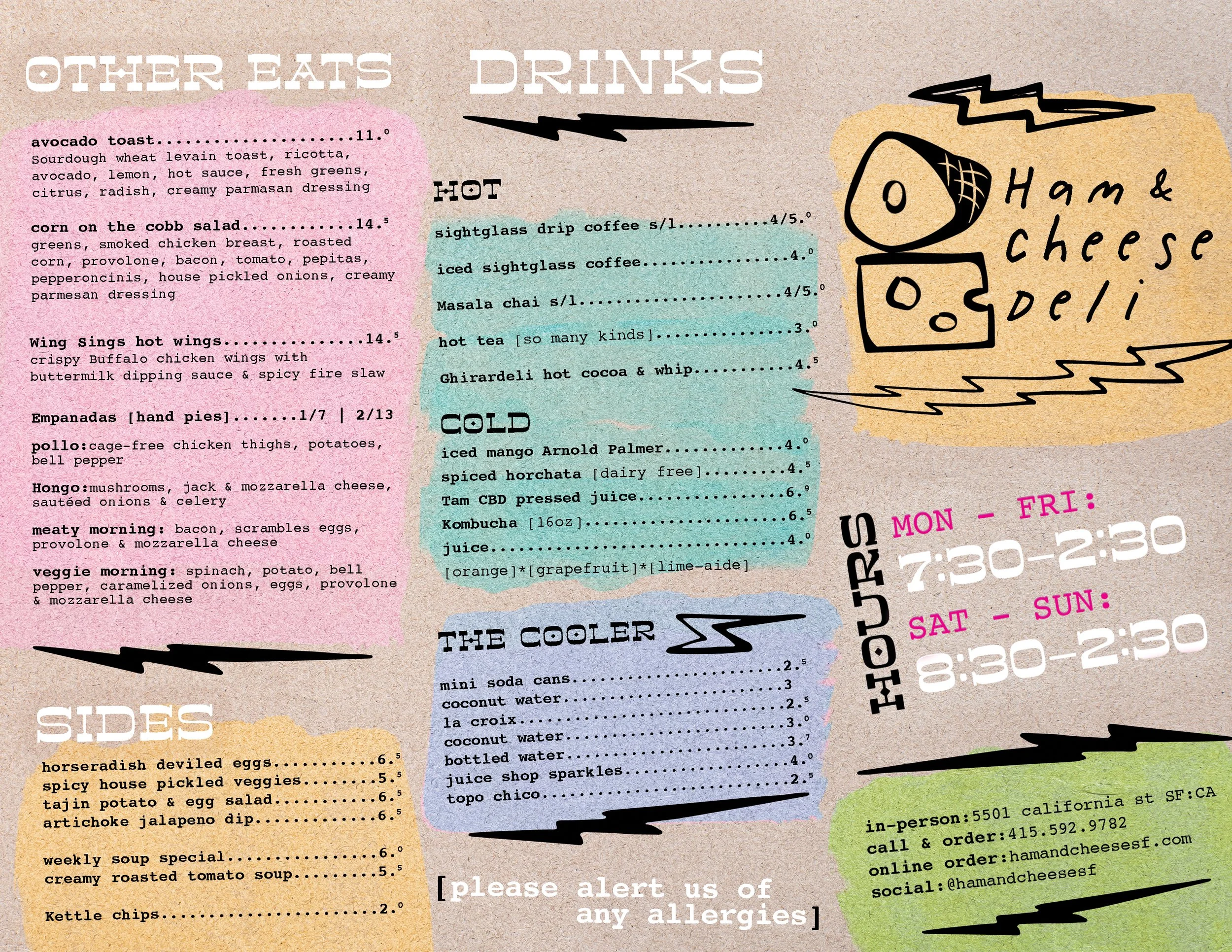 Menu — Ham & Cheese Deli