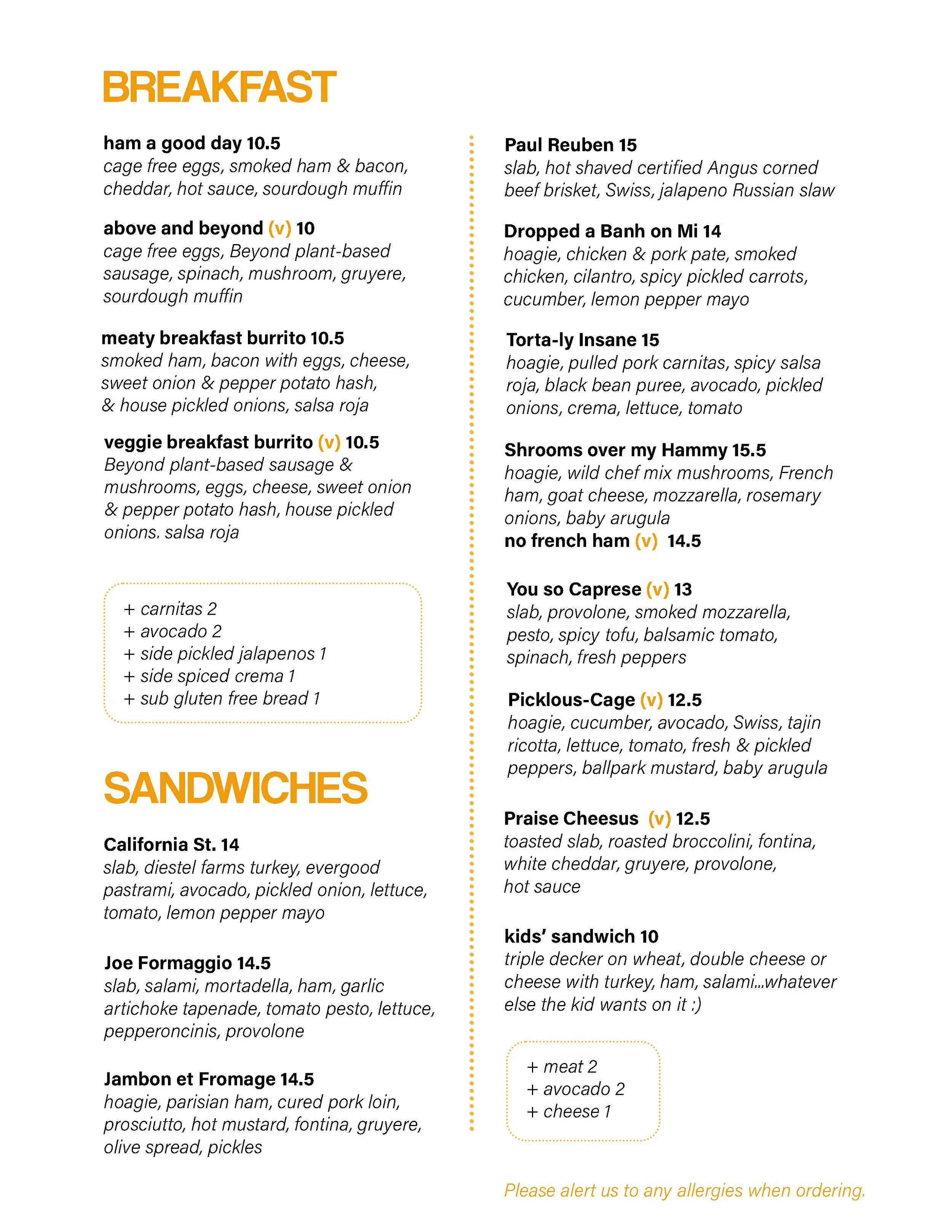 Menu — Ham & Cheese Deli