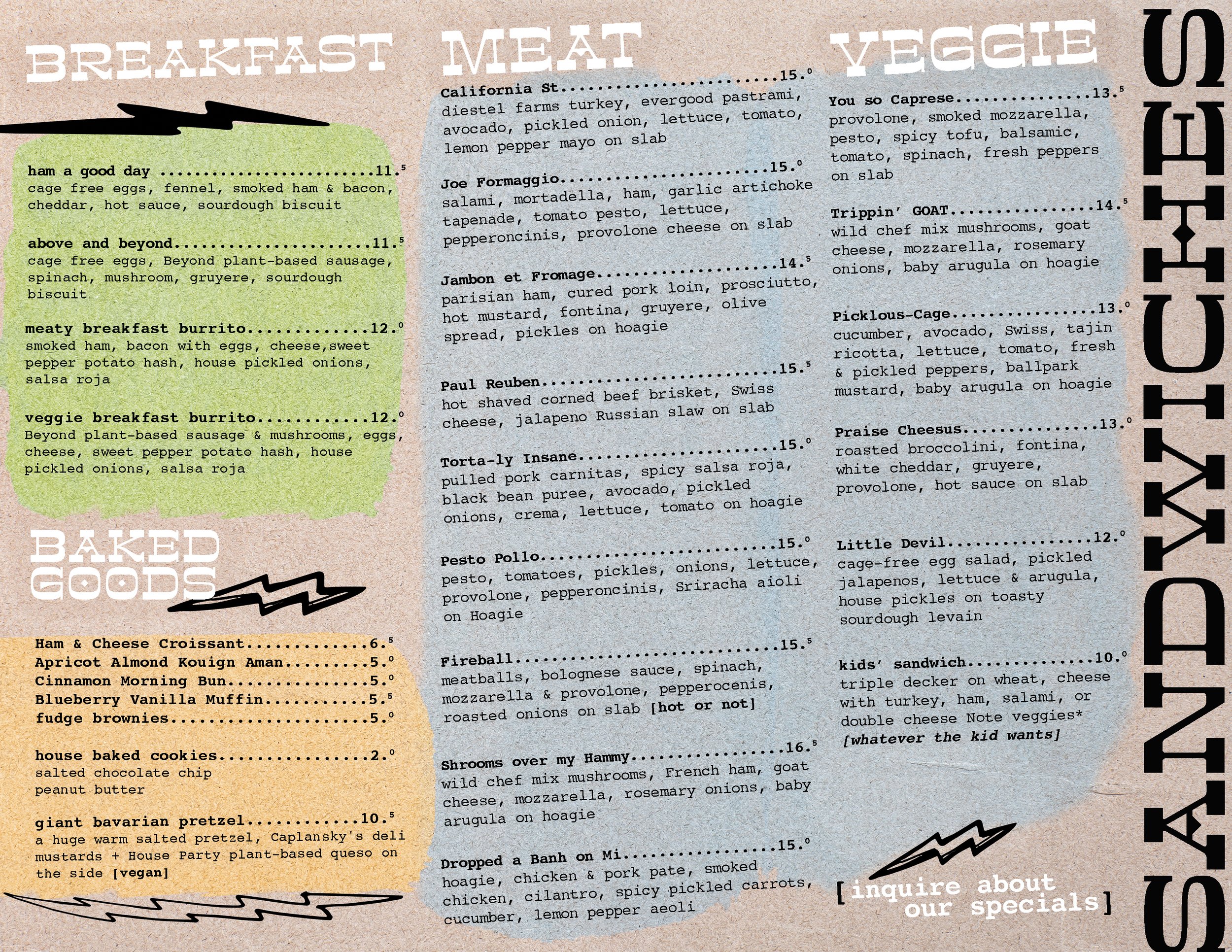 Menu — Ham & Cheese Deli