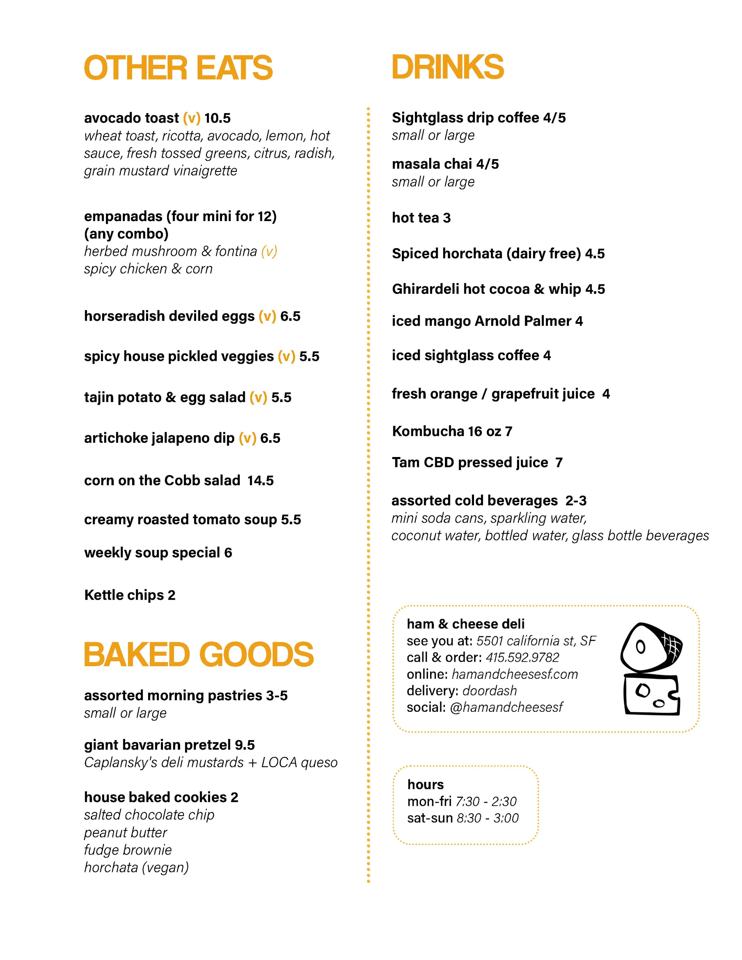 Menu — Ham & Cheese Deli