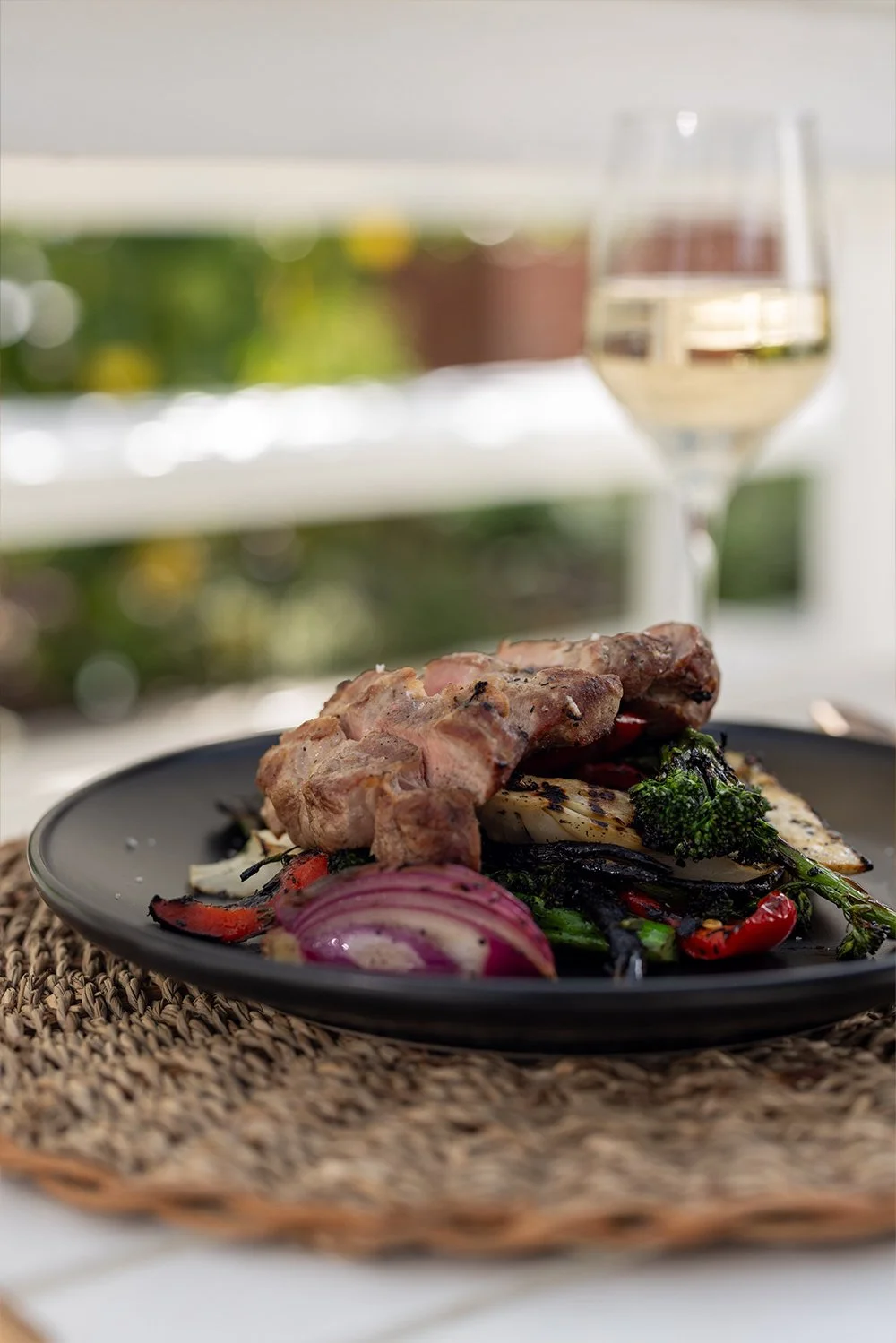 SCOTCH FILLET PORK WITH CHARGRILLED VEGETABLES — Left Off the Map