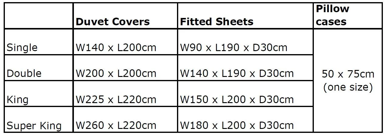 Product Care & Sizing — Leisurely | Tencel bedsheets