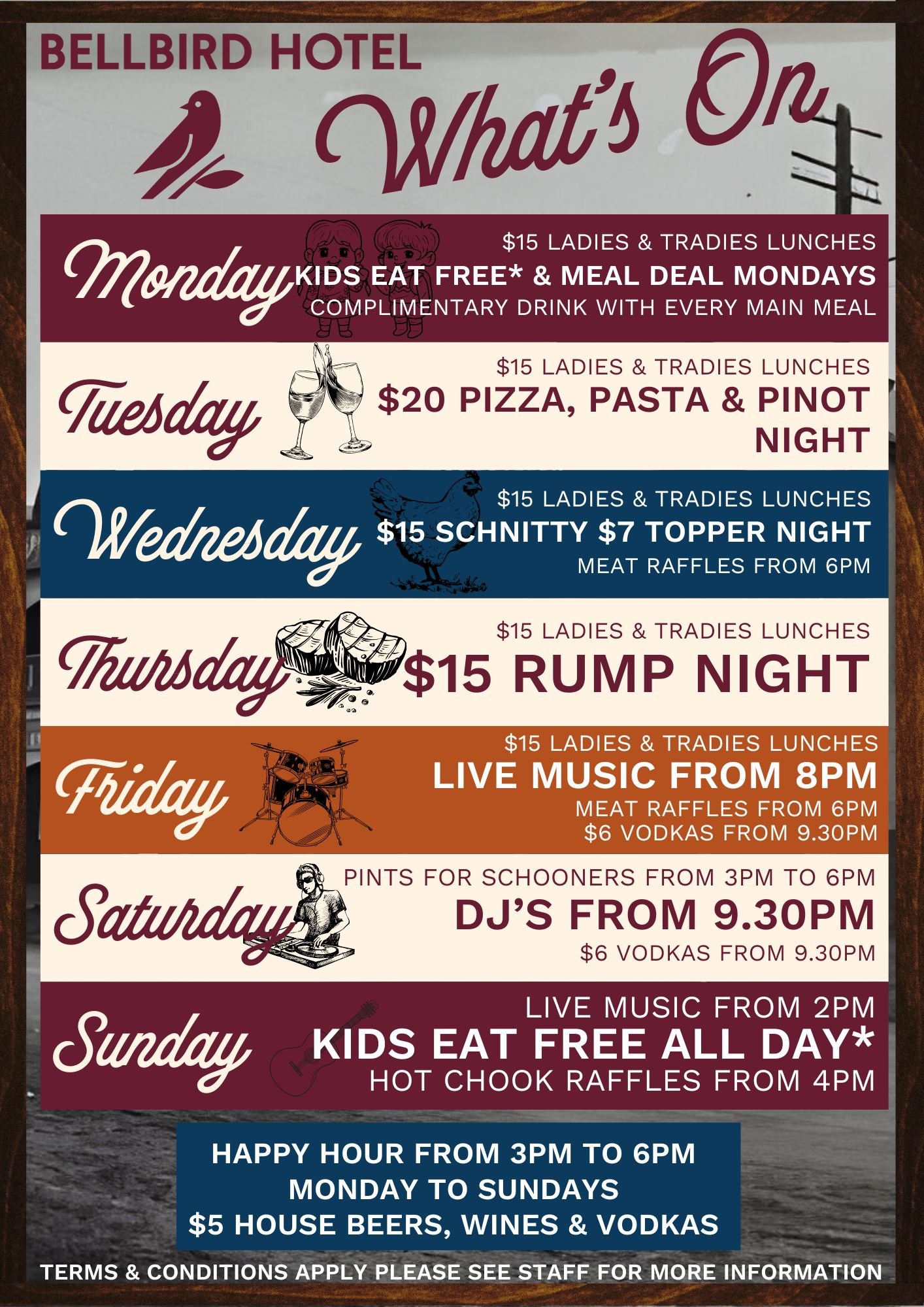 Daily Specials — Bellbird Hotel