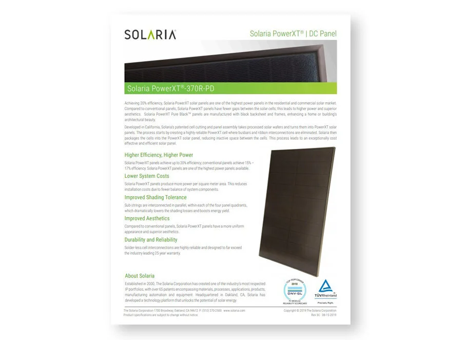 Solaria Product Information in PDF format — Solaria