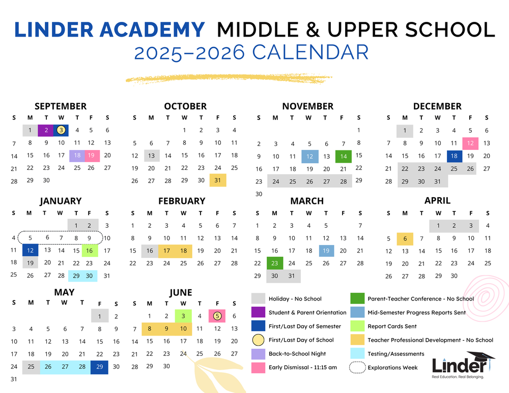 School calendar — The Linder Academy