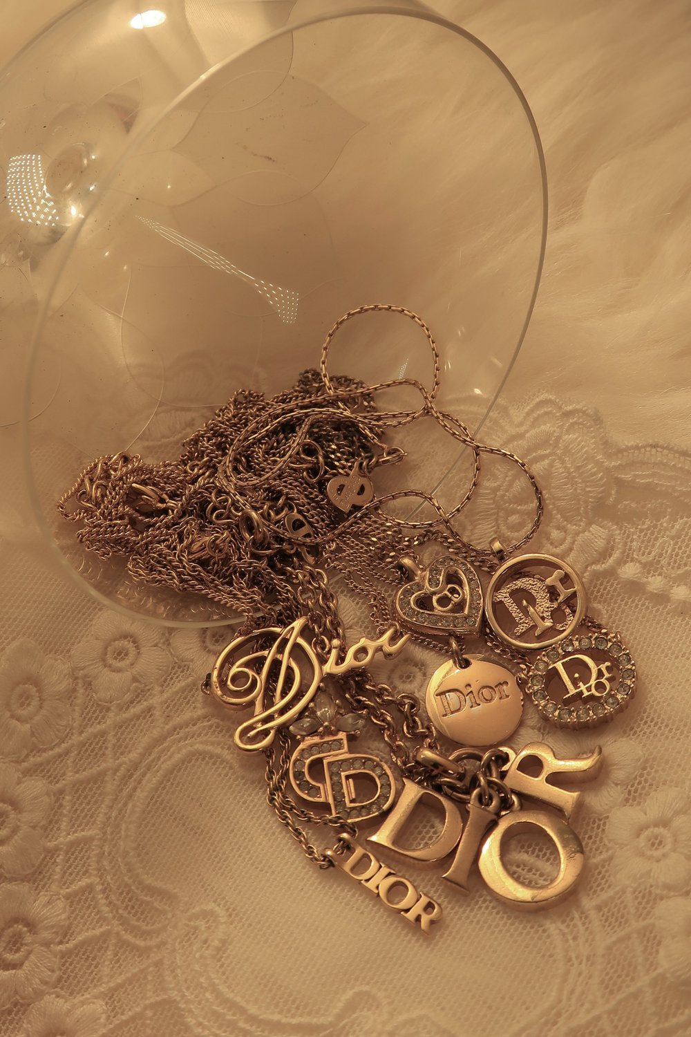 Authentic Vintage Dior Crystal Heart Necklace — LUXE Reworked