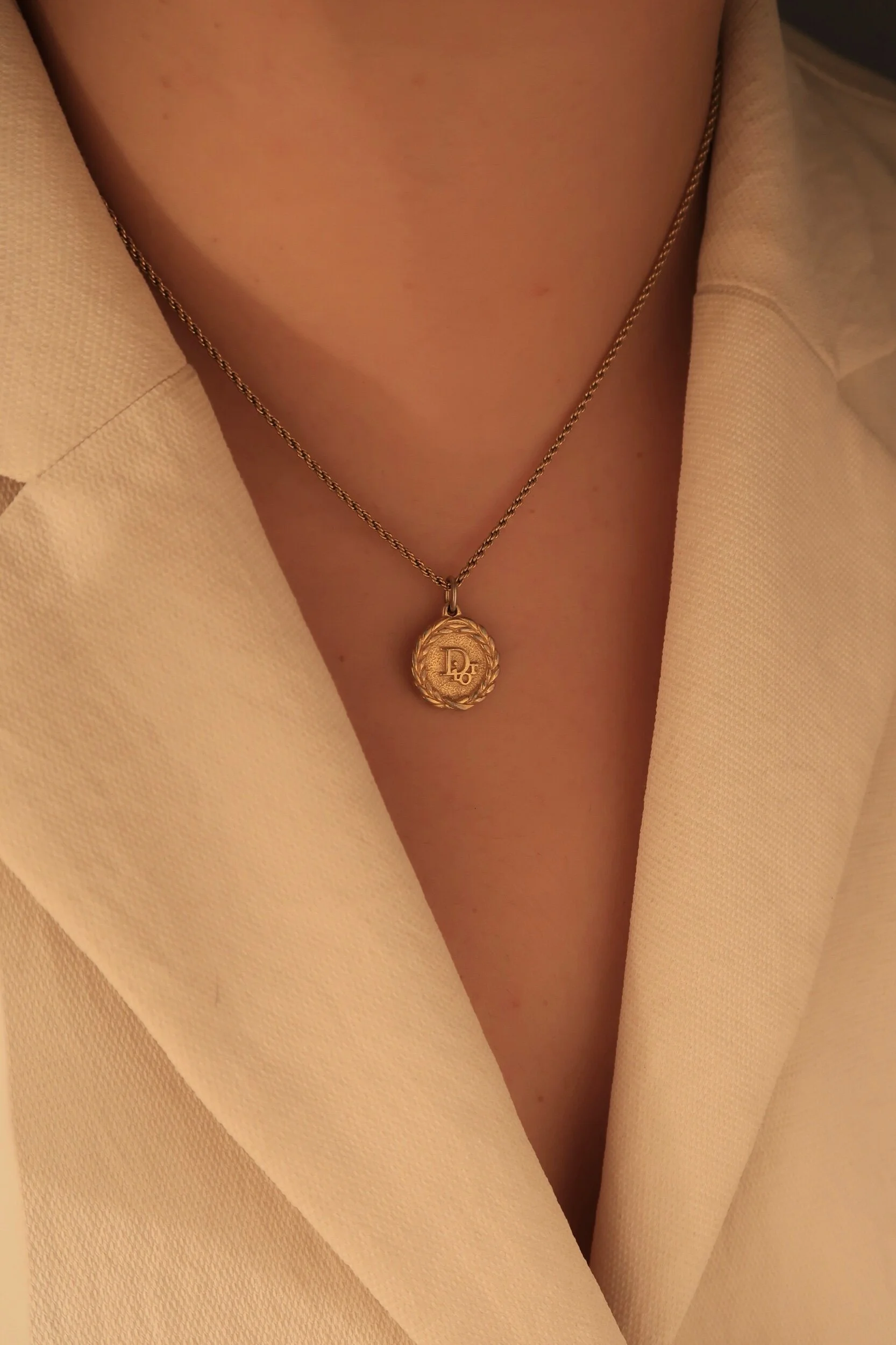 Authentic Vintage Dior Gold Crystal Padlock Necklace — LUXE Reworked