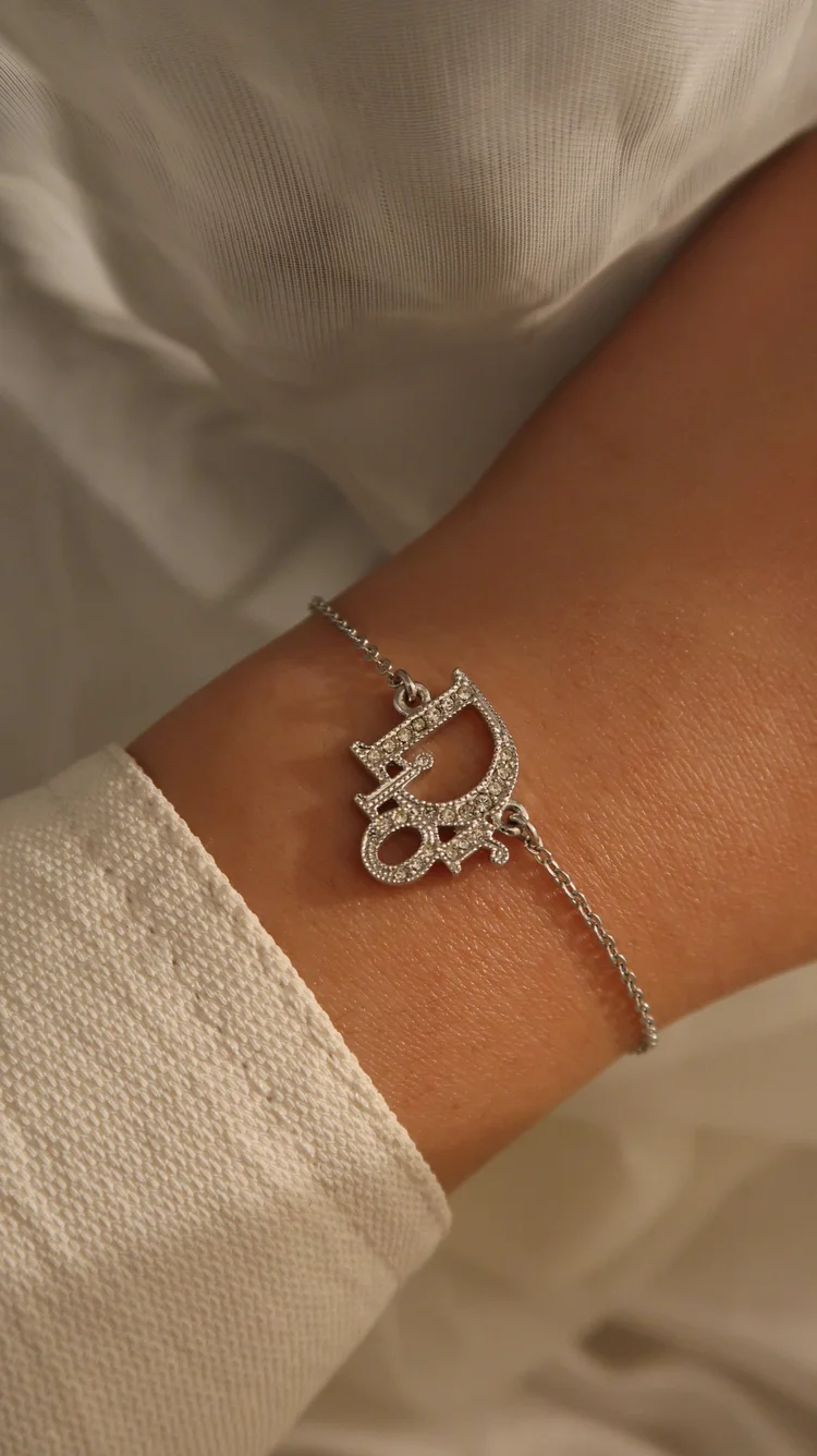 Authentic Vintage Dior Silver Blue Ribbon Heart Bracelet — LUXE Reworked