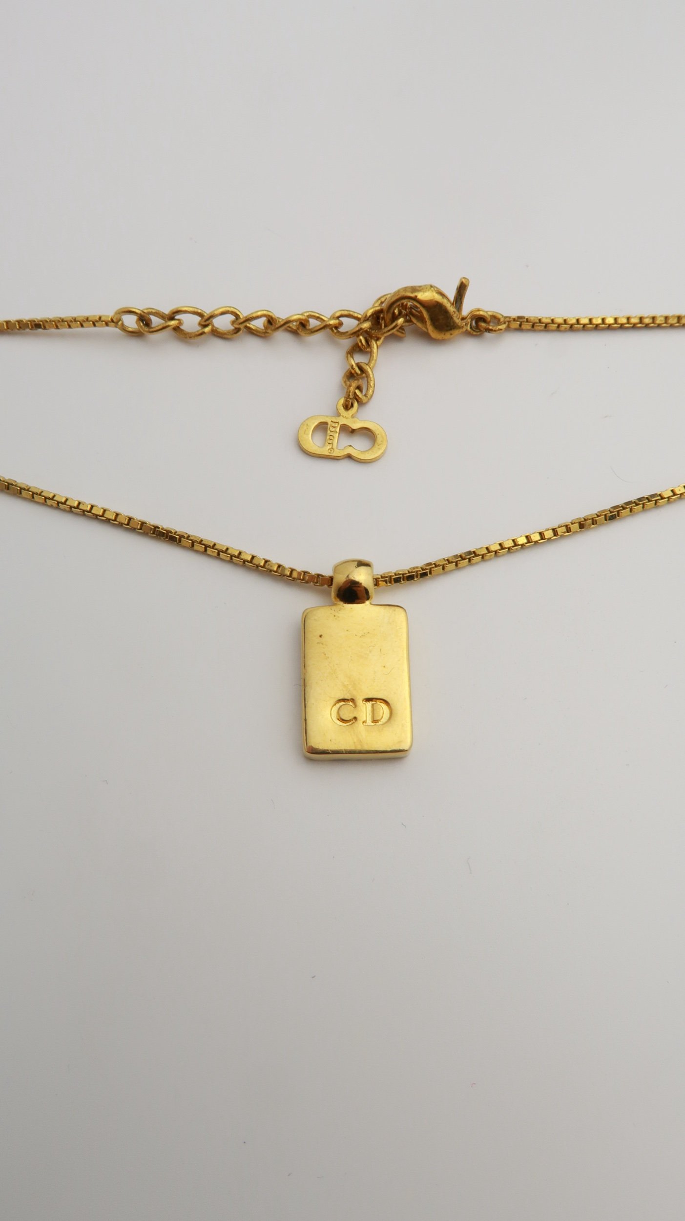 Authentic Dior Vintage Oval Crystal Logo Necklace — LUXE Reworked