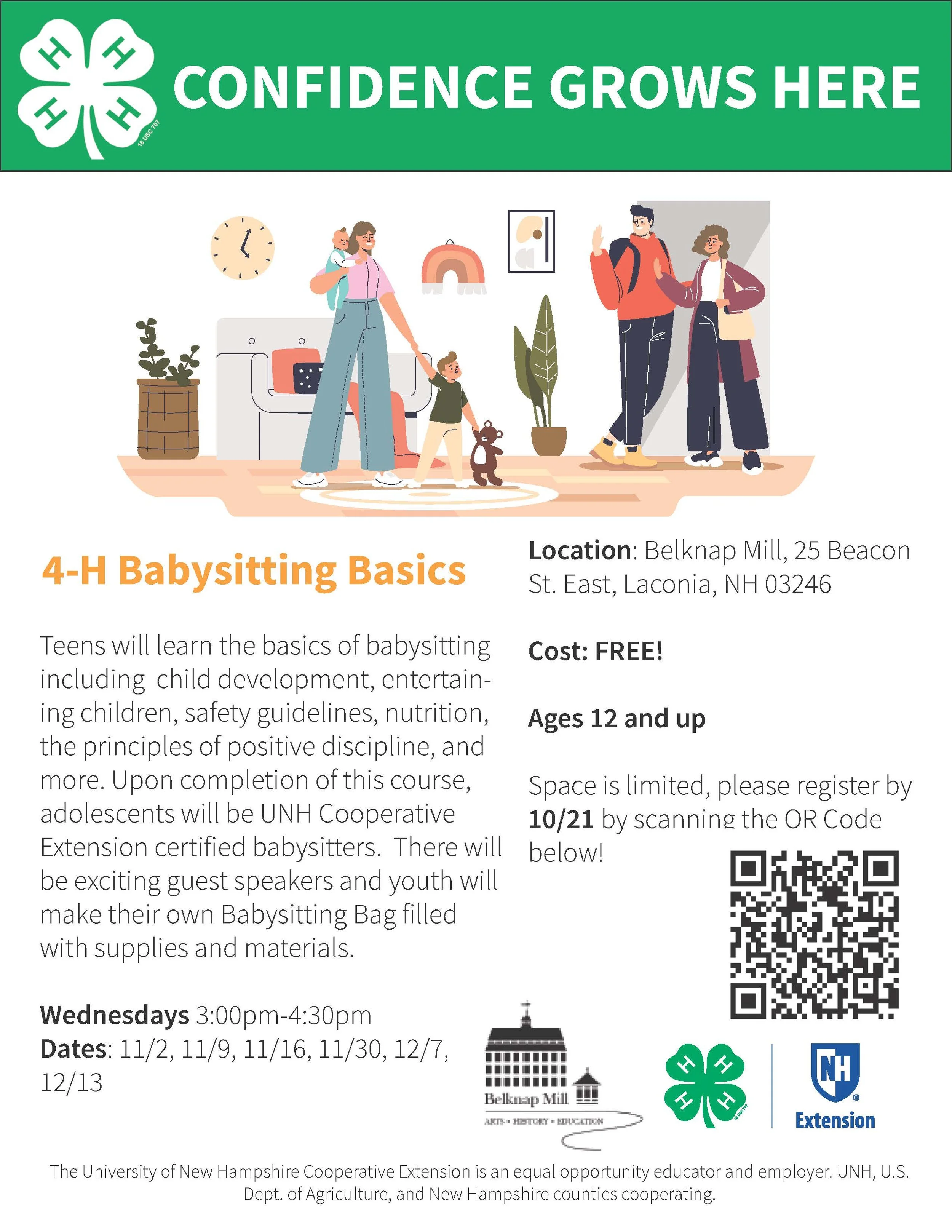 Teens Babysitting Course — Belknap Mill