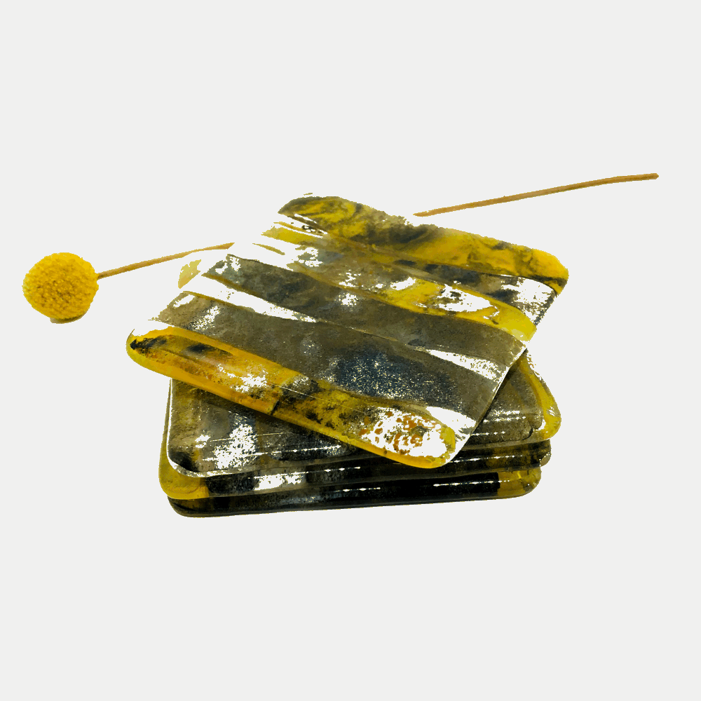 Vanilla & turquoise glass coasters — CataWise Designs