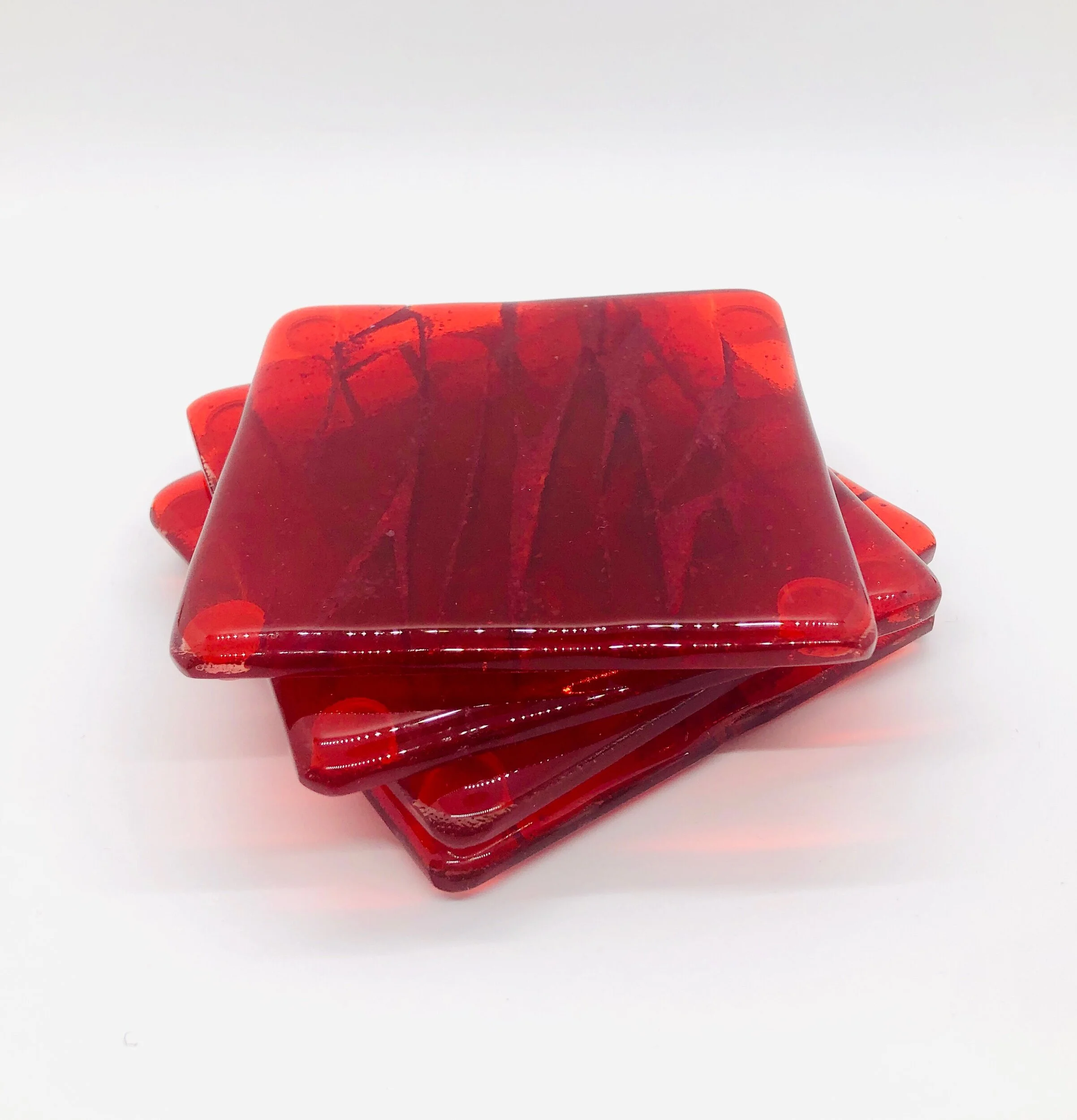 Vanilla & turquoise glass coasters — CataWise Designs