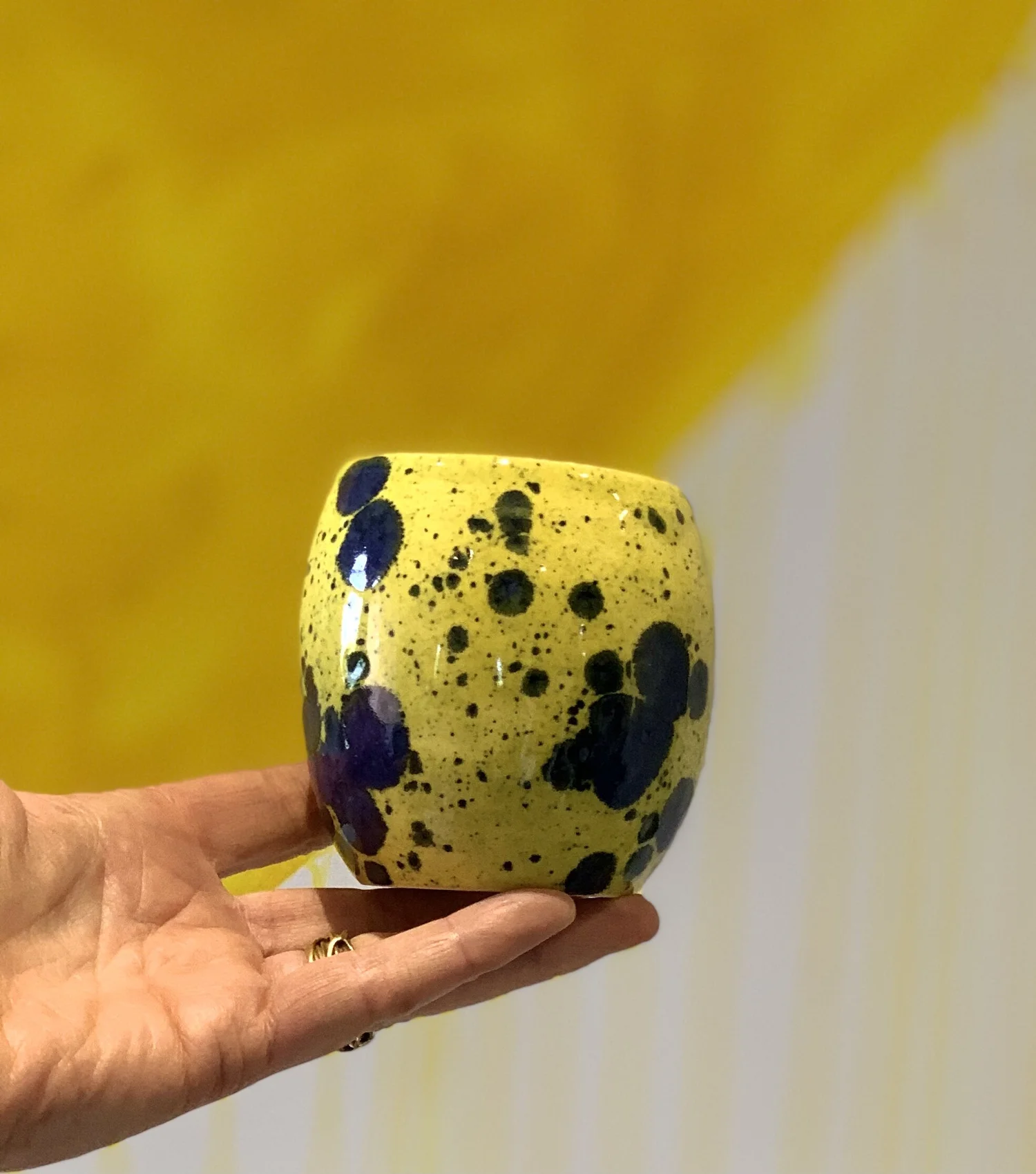 Lemon Custard Stoneware Dot Mugs — RJ Ceramics