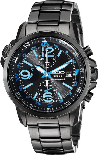Seiko Men's Prospex Solar Chronograph Black Dial Watch SSC079 — Times ...