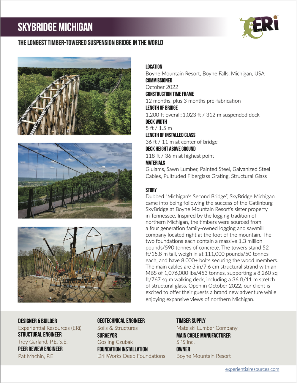 Designed and built by ERi...SkyBridge MI: the world's longest timber ...