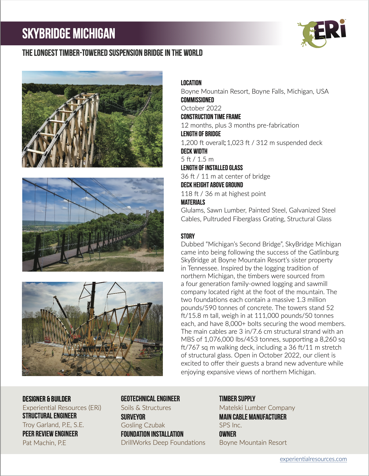Designed and built by ERi...SkyBridge MI: the world's longest timber ...