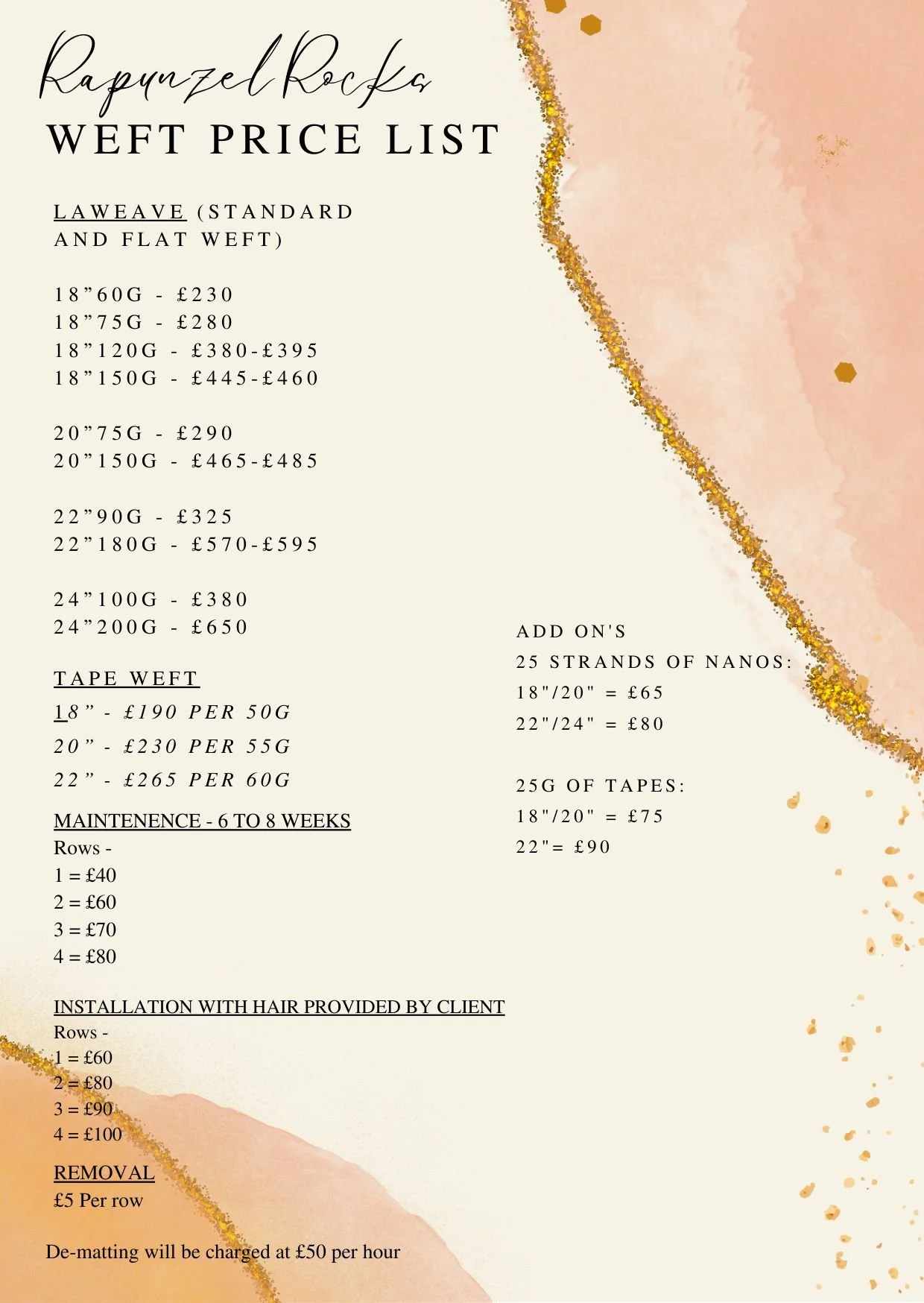 Hair Extensions Price List — One Love Lane Cambridge Hair and Beauty Salon
