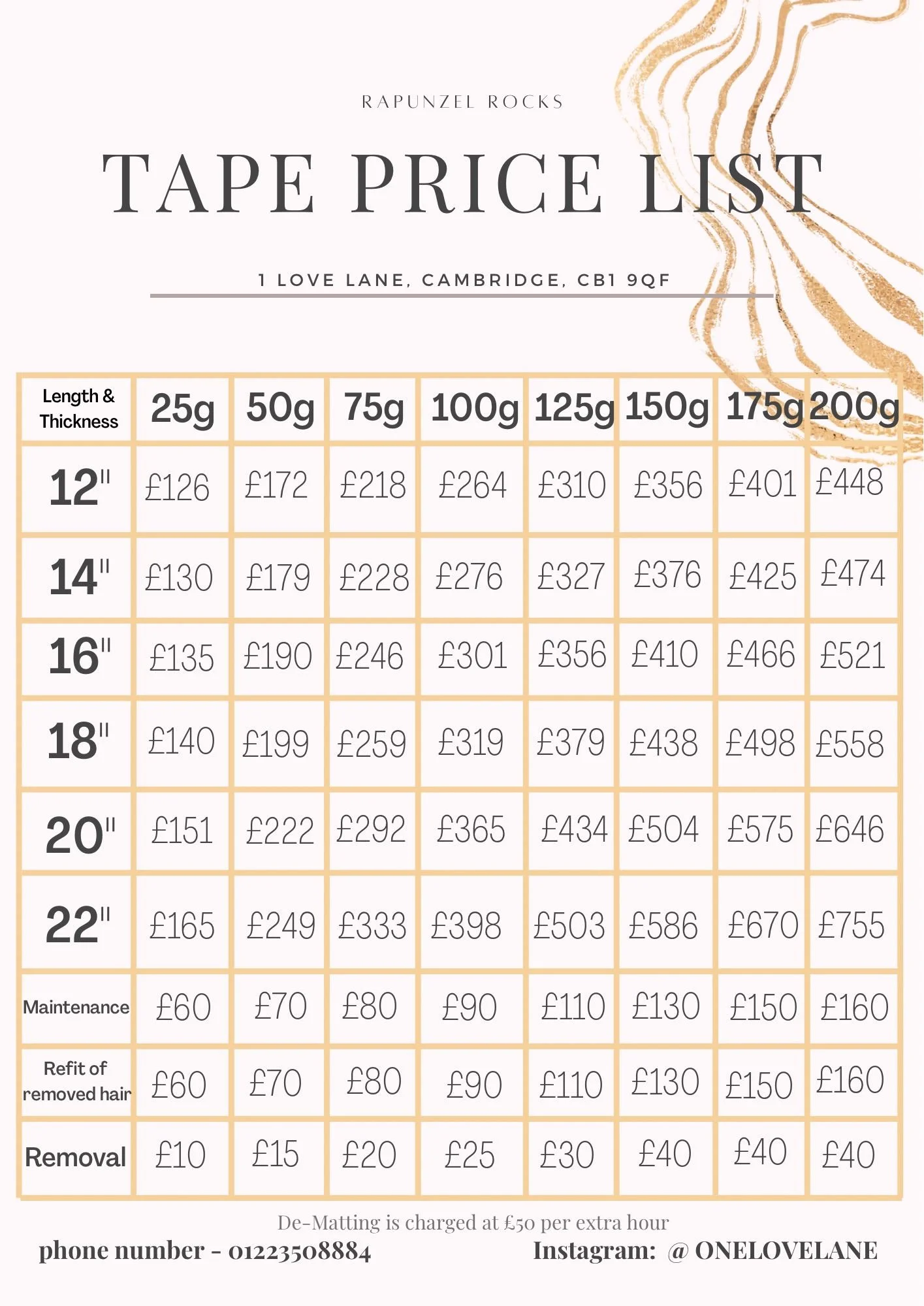 Hair Extensions Price List — One Love Lane Cambridge Hair and Beauty Salon