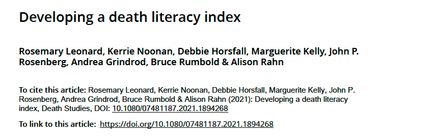 Death Literacy Index - questions — Death Literacy Institute