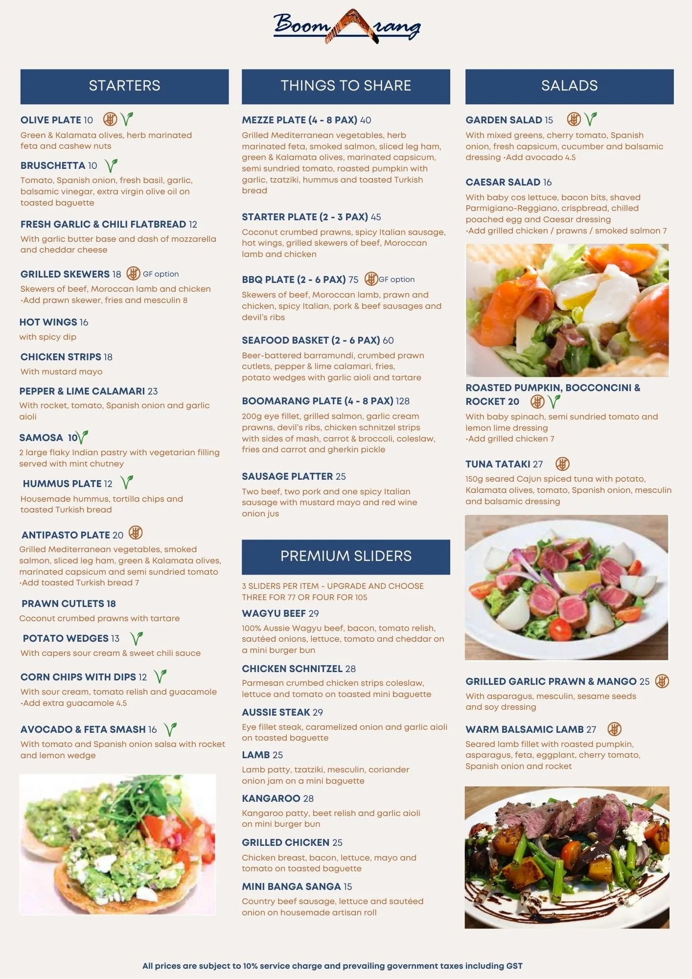Lunch & Dinner Menu — Boomarang Bar & Bistro