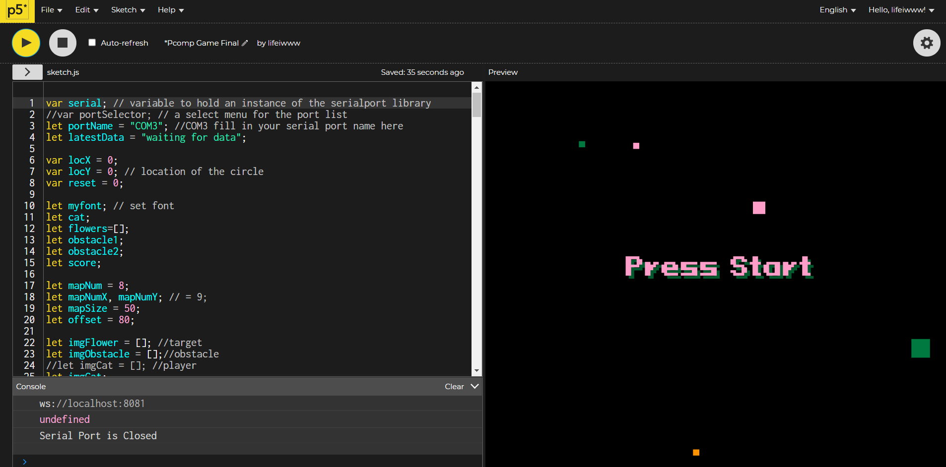 Pcomp - Project 2 Gold Miner — LIFEI WANG