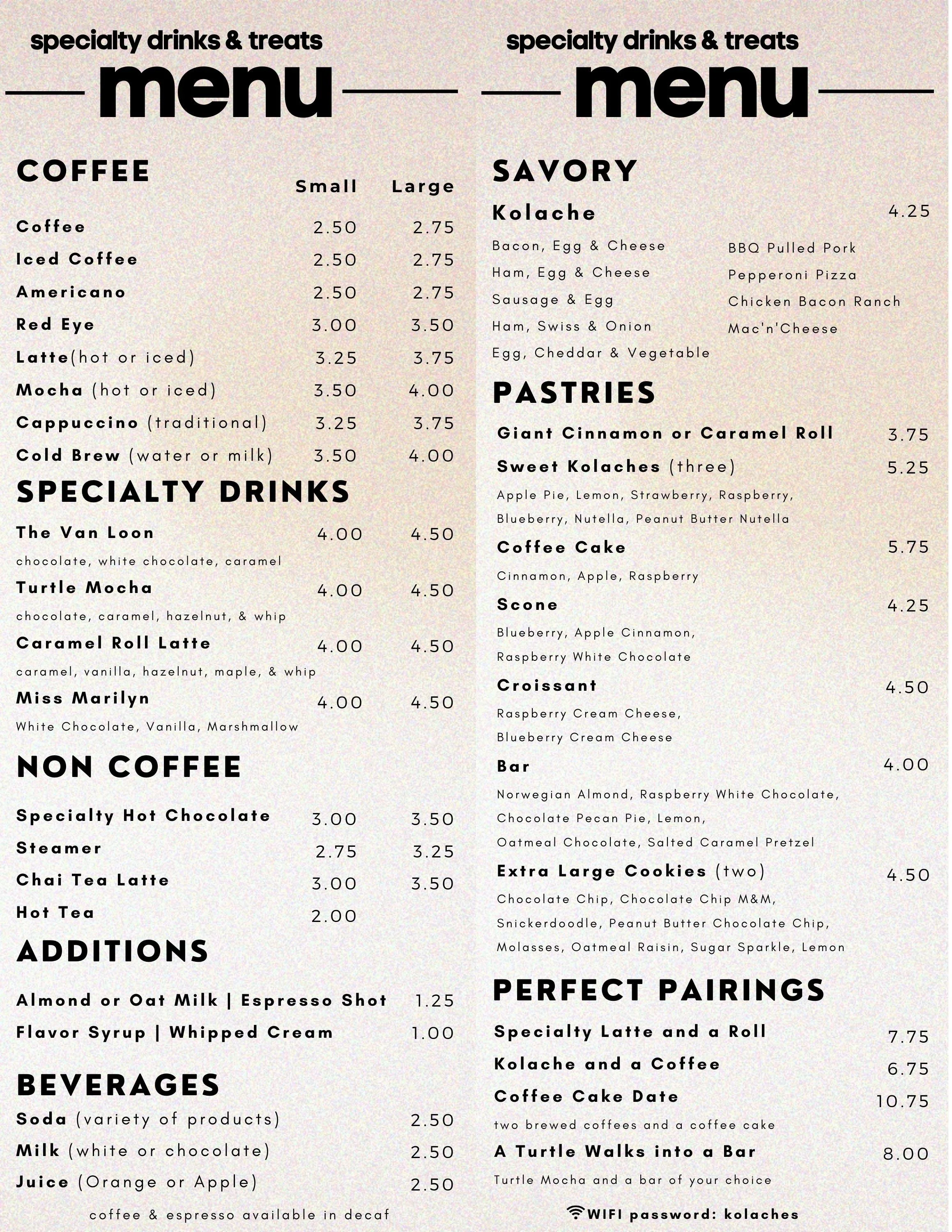 Menu — Bohemian Ovens