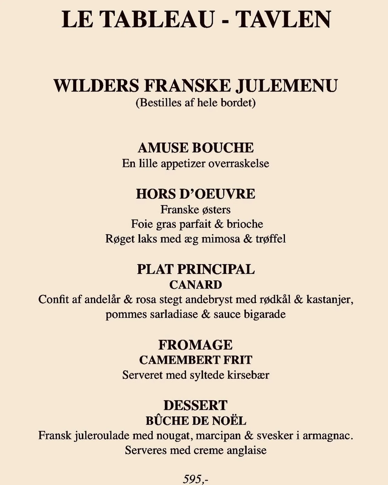 Our menus in English — Café Wilder