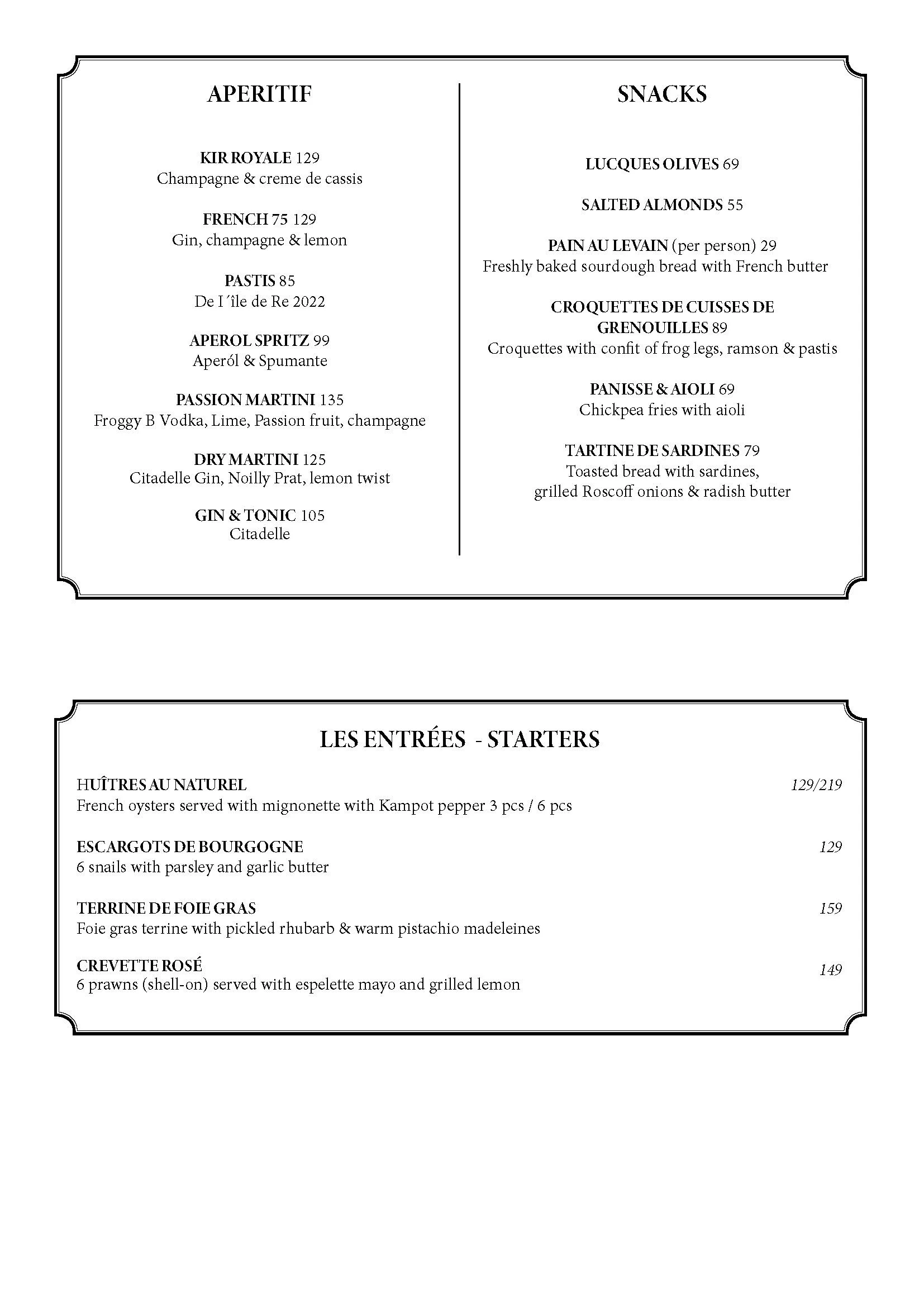 Our menus in English — Café Wilder