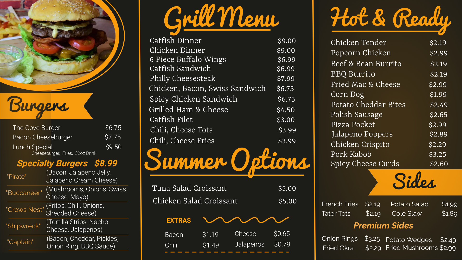 Food Menu — The Cove