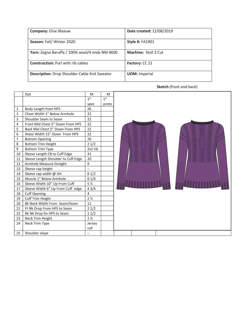 Freya Sweater Tech Pack, Knit Construction — Elise Blaauw