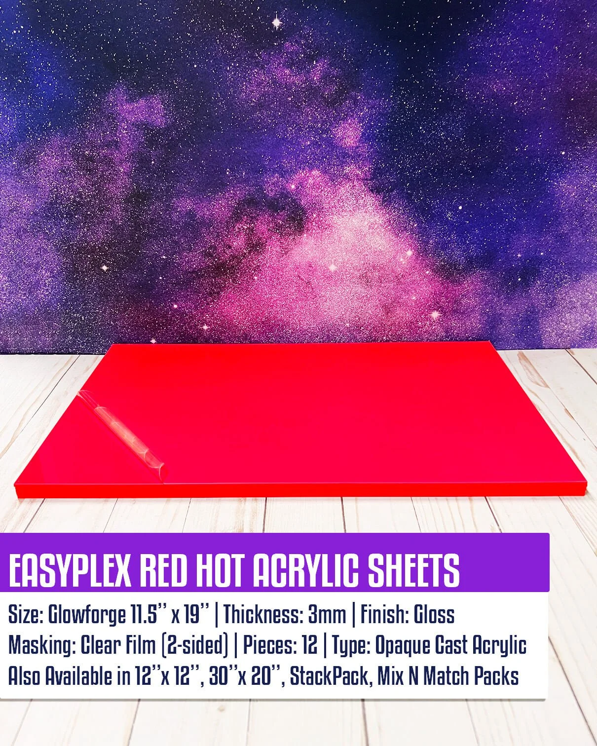 Glowforge Red Cast Acrylic Sheets — EasyPlex