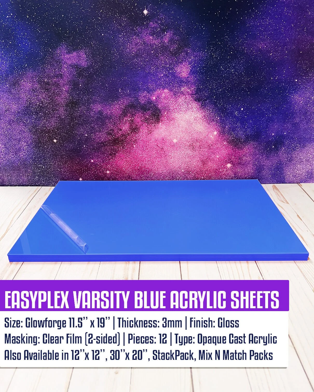 Glowforge blue Cast Acrylic Sheet — EasyPlex