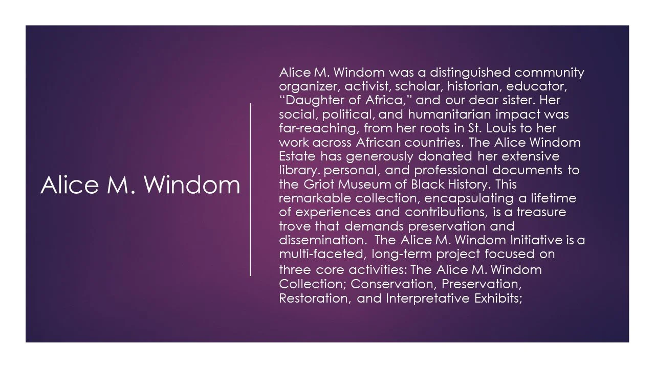 The Alice Windom Initiative — The Griot Museum