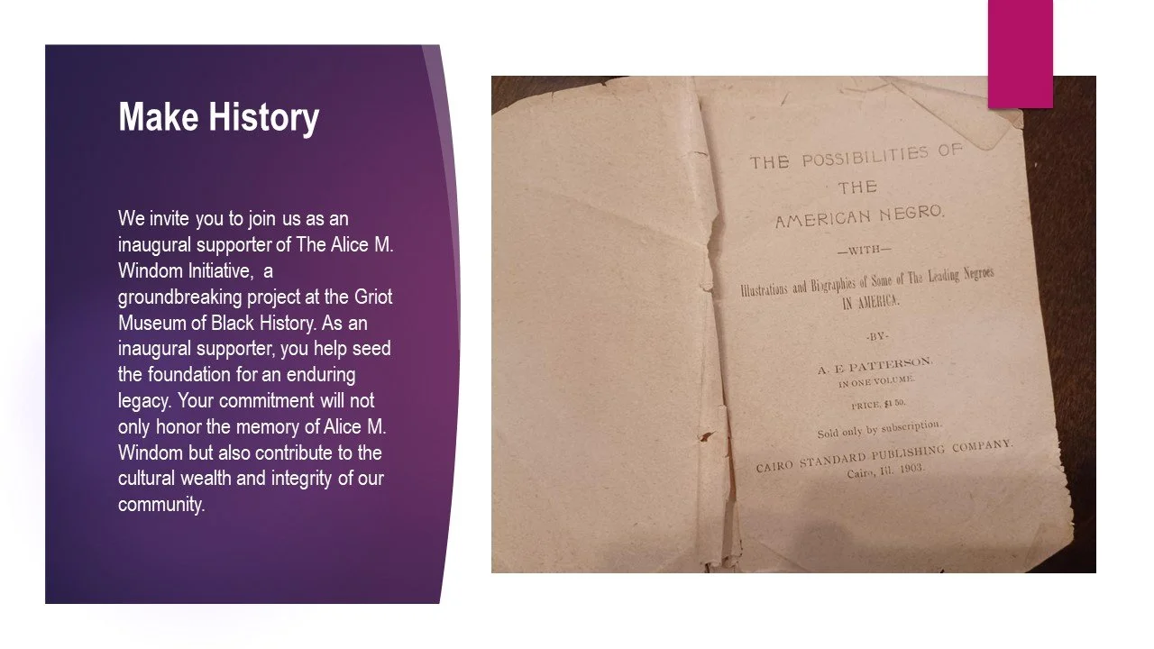 The Alice Windom Initiative — The Griot Museum