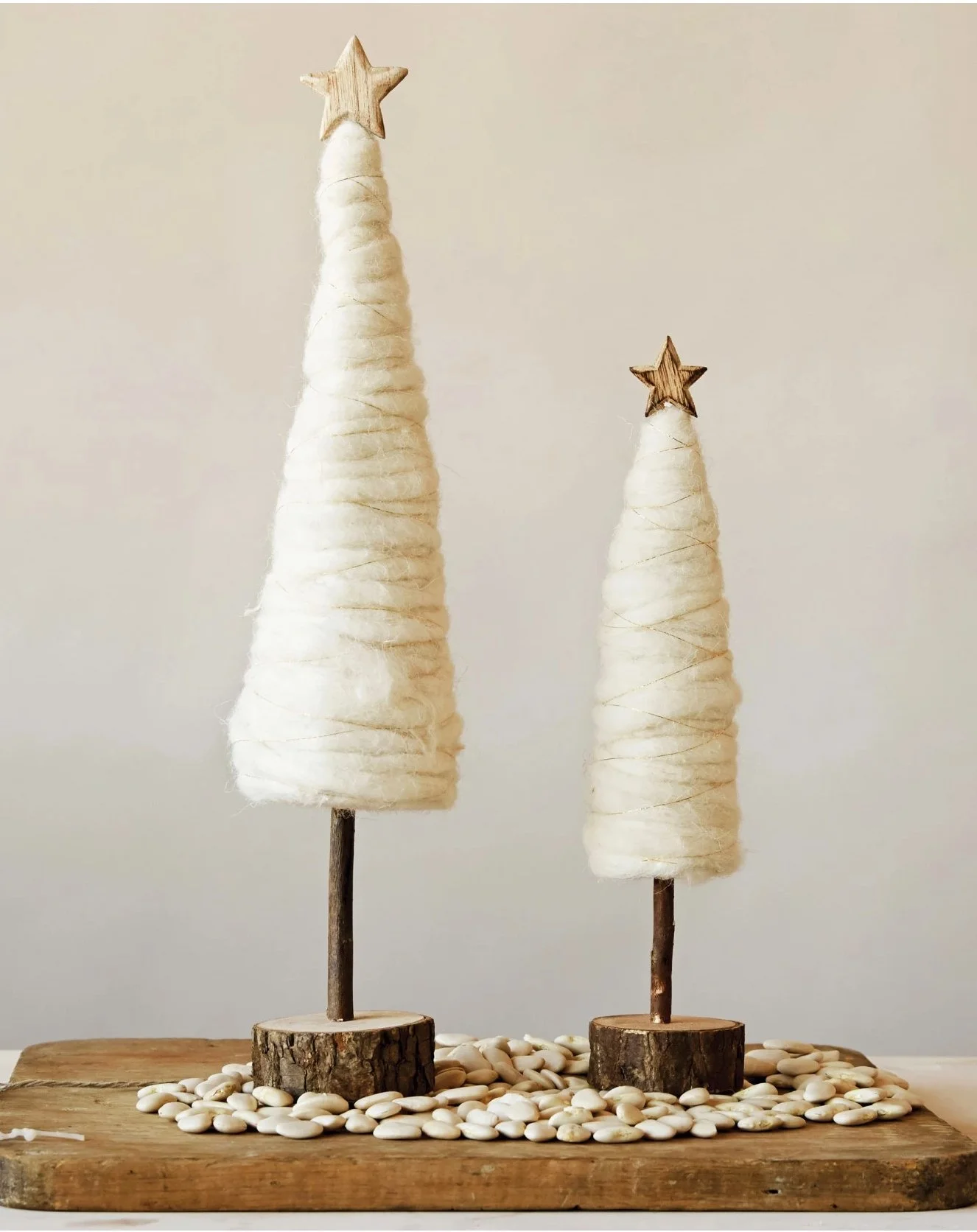Wool Christmas Tree with Star and Wood Base — COASTAL DECOR + DESIGN ...