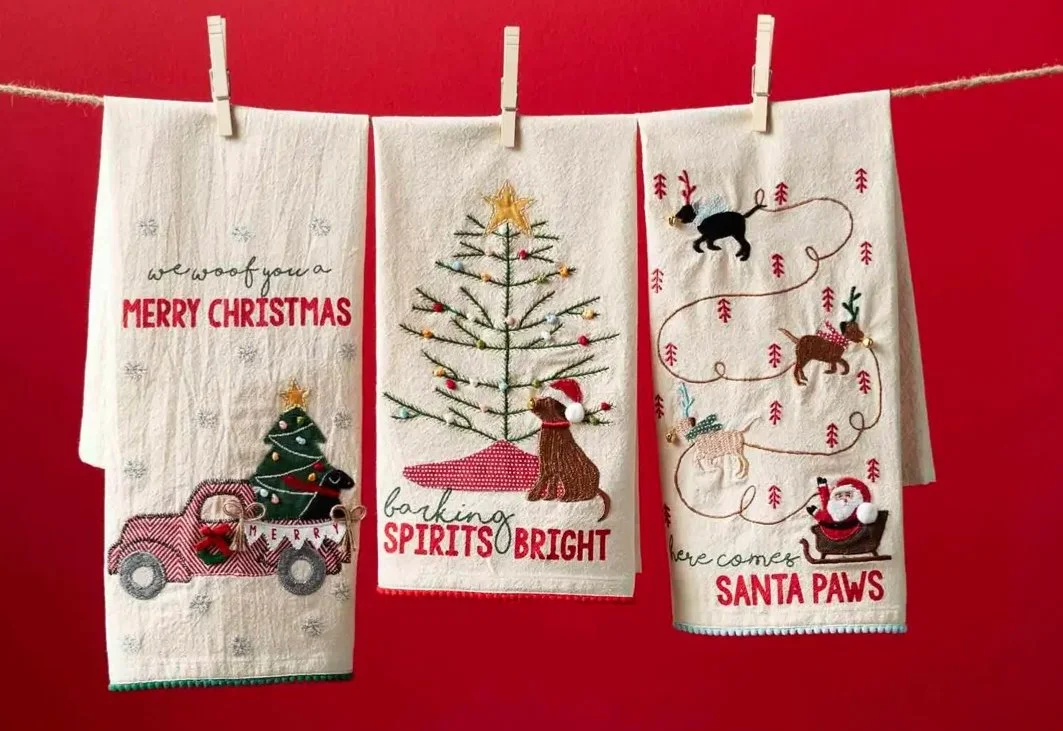 Christmas Dog Tea Towels — COASTAL DECOR + DESIGN | Monmouth Beach, NJ ...