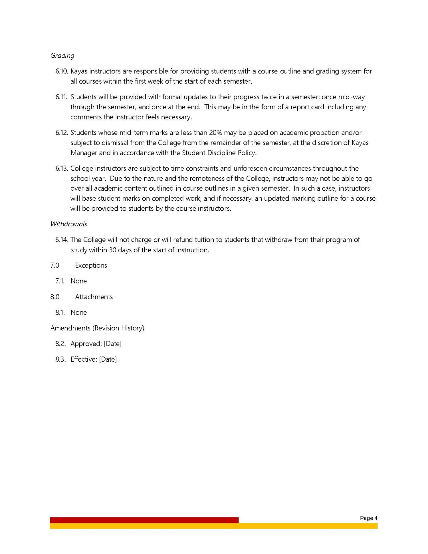 Student Policy Manual — Kayas Cultural College