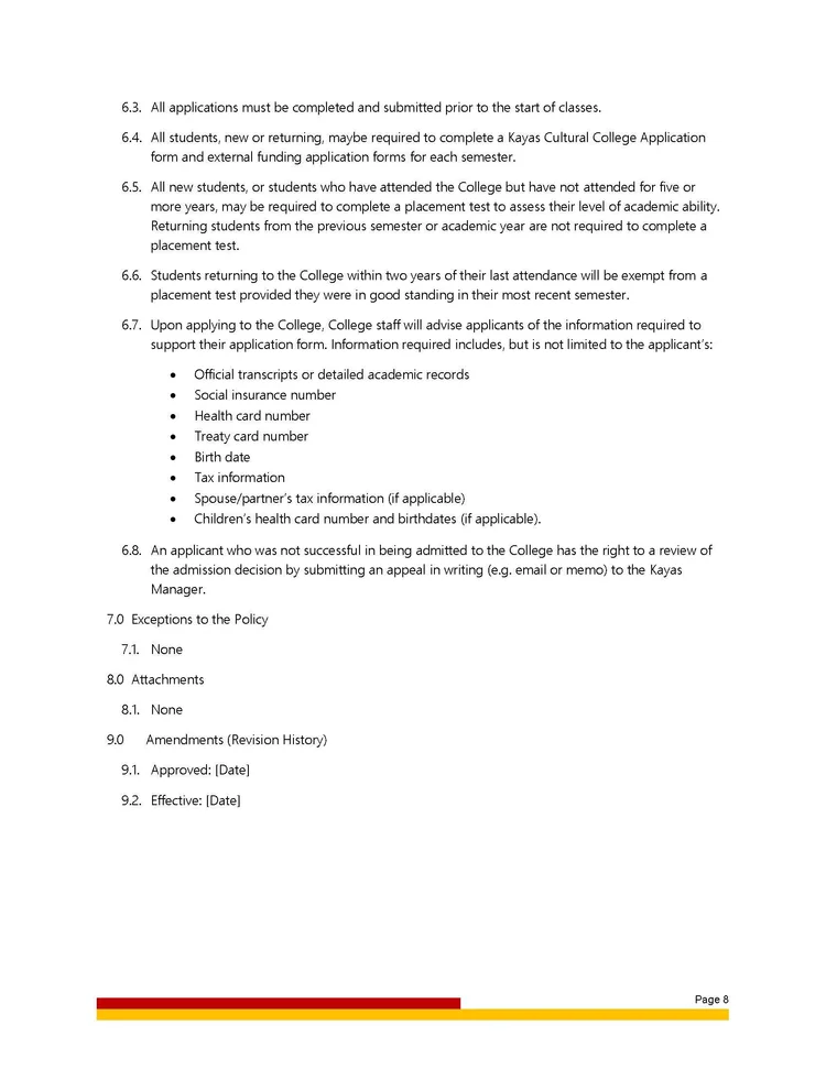 Student Policy Manual — Kayas Cultural College