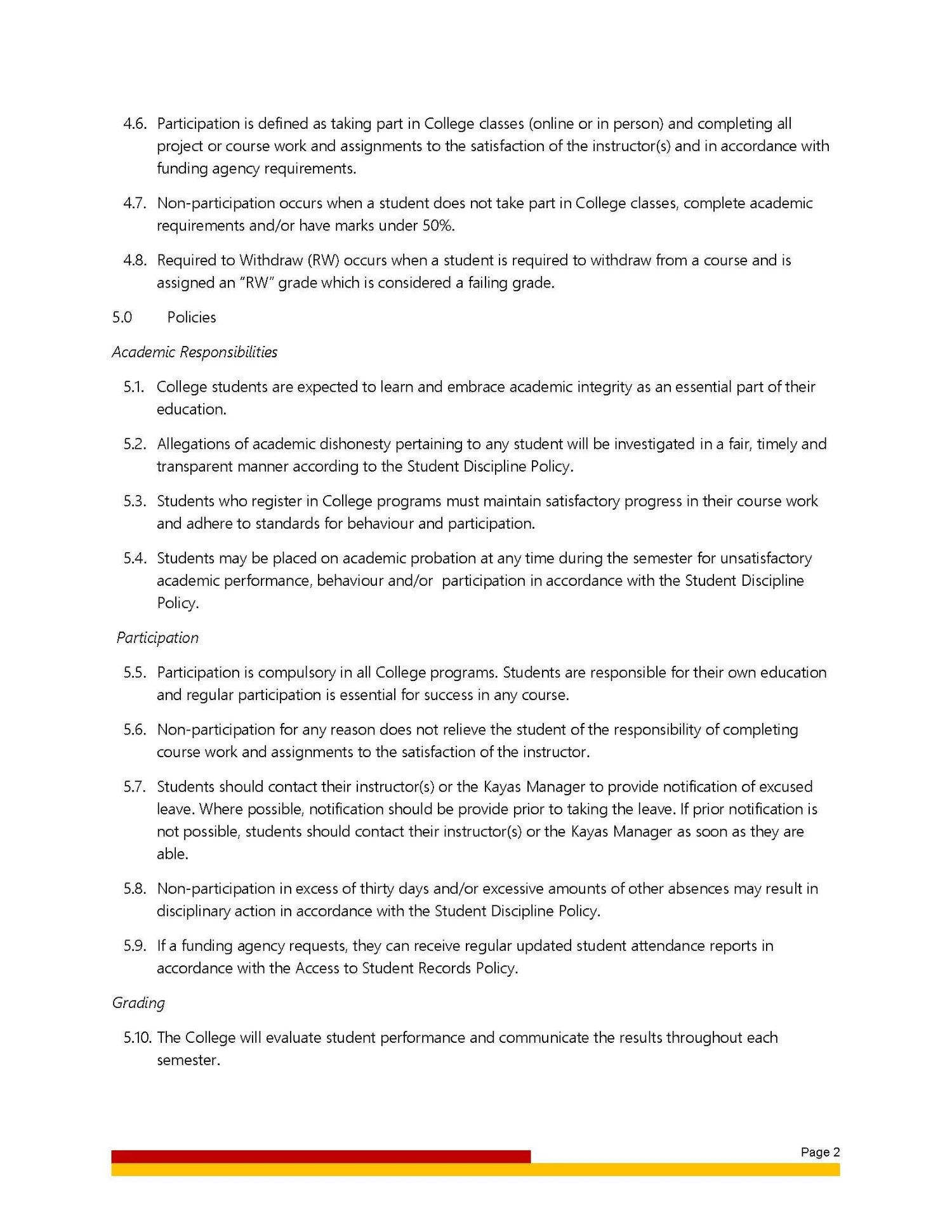Student Policy Manual — Kayas Cultural College