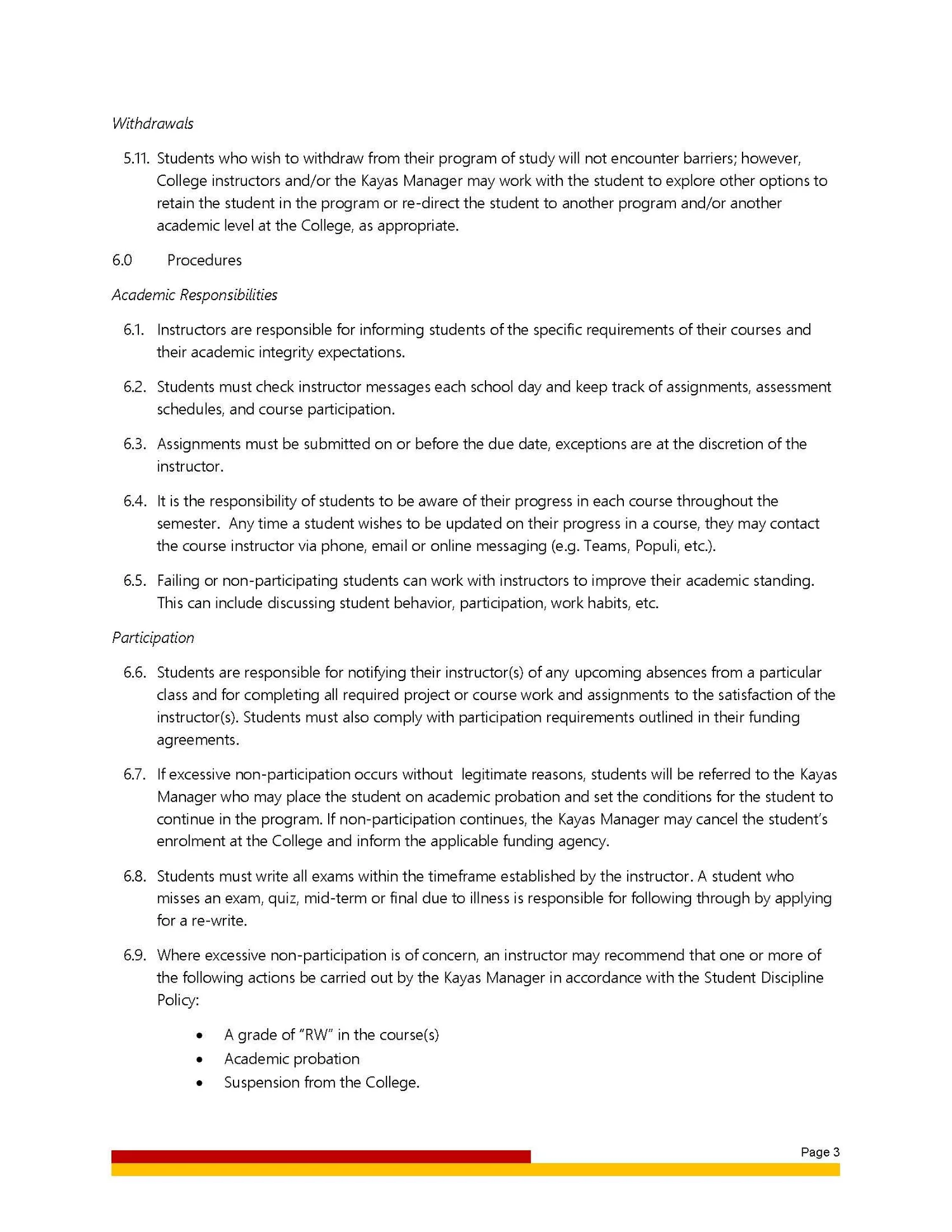 Student Policy Manual — Kayas Cultural College