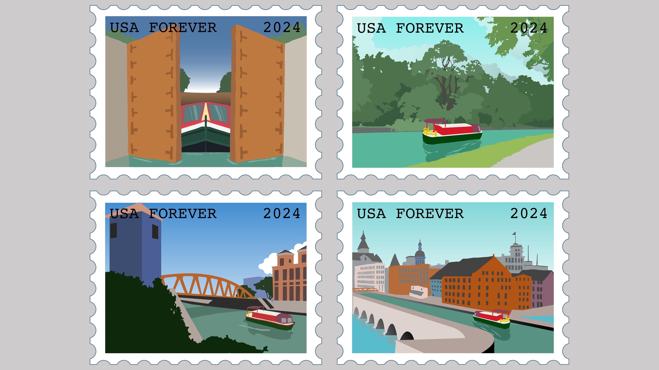 Erie Canal Stamp Collection — Evan Burnett Art